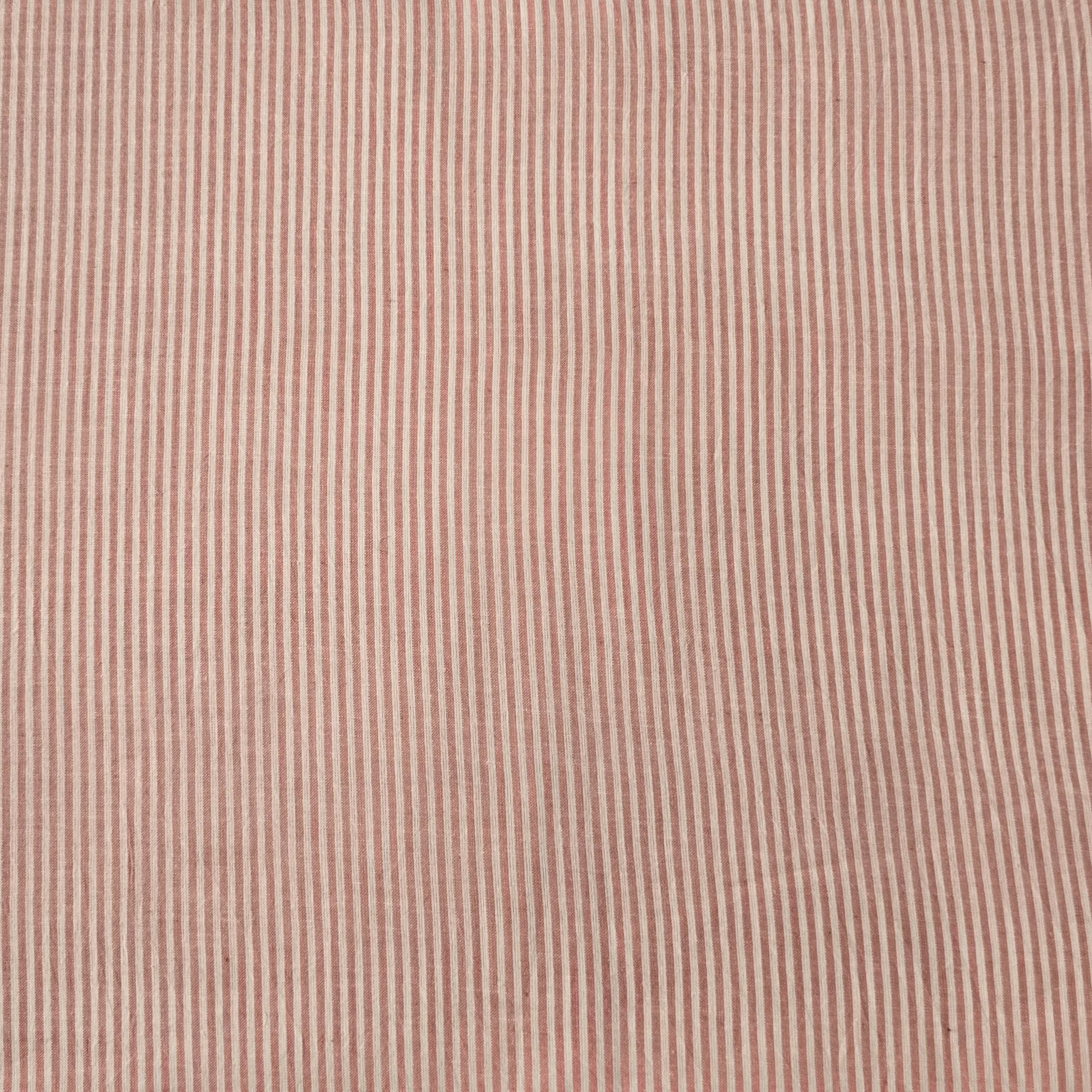 Pure Cotton Light Cream Pink Fine Stripes Fabric – Sanskruti
