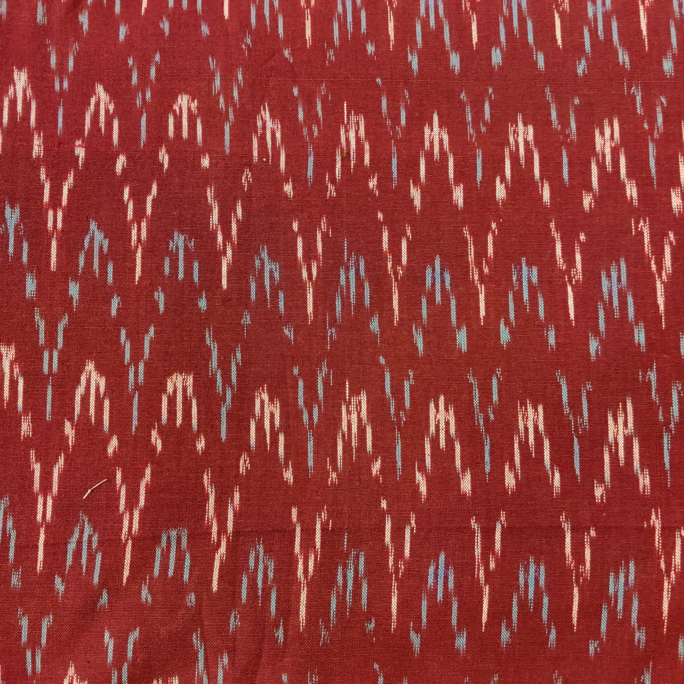 Pre-cut 2 meter Pure Cotton Maroon Ikkat With Cream W Weaves Woven Fab ...