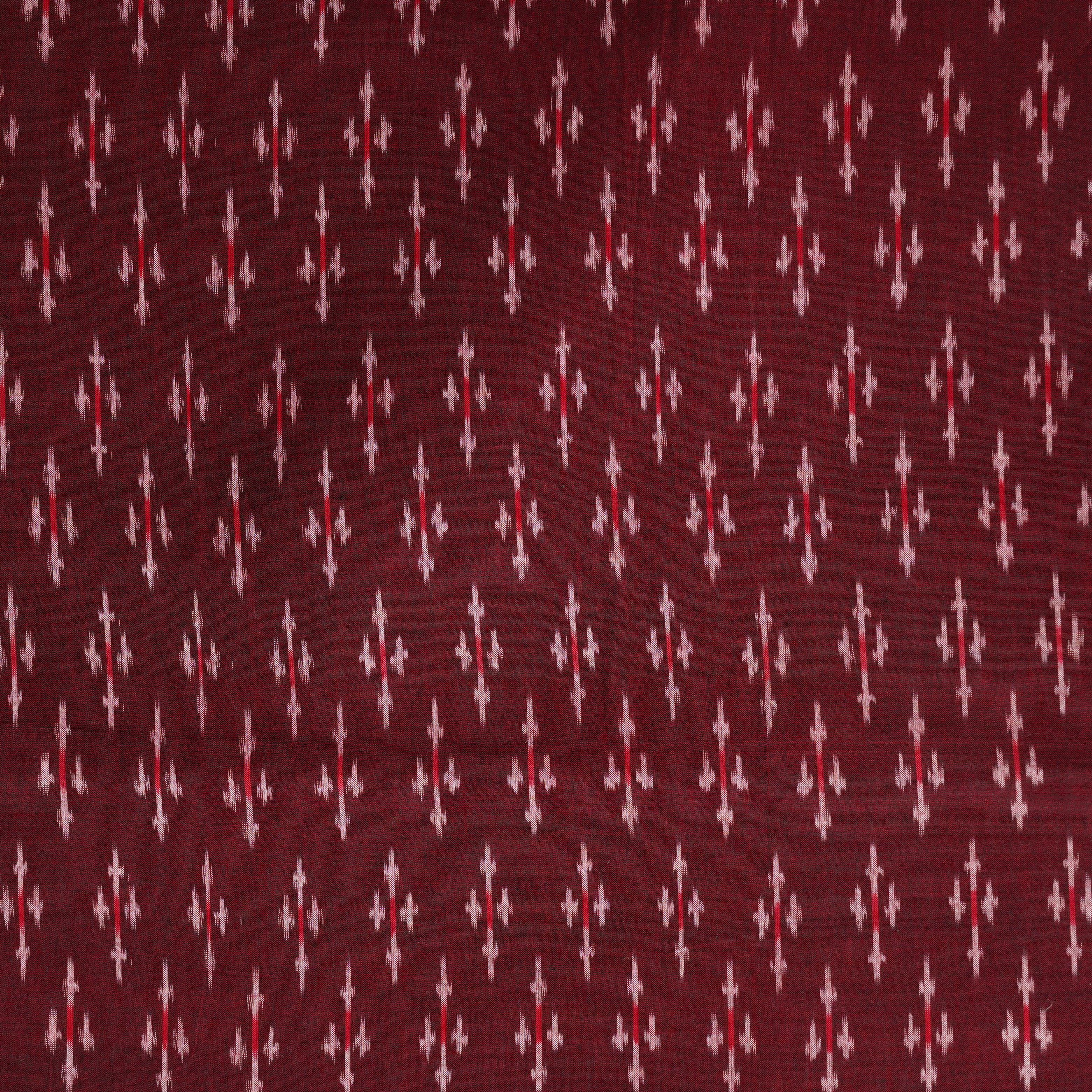 Pure Cotton Mercerised Ikkat Maroon With Plus Sign Weaves Motifs Woven ...