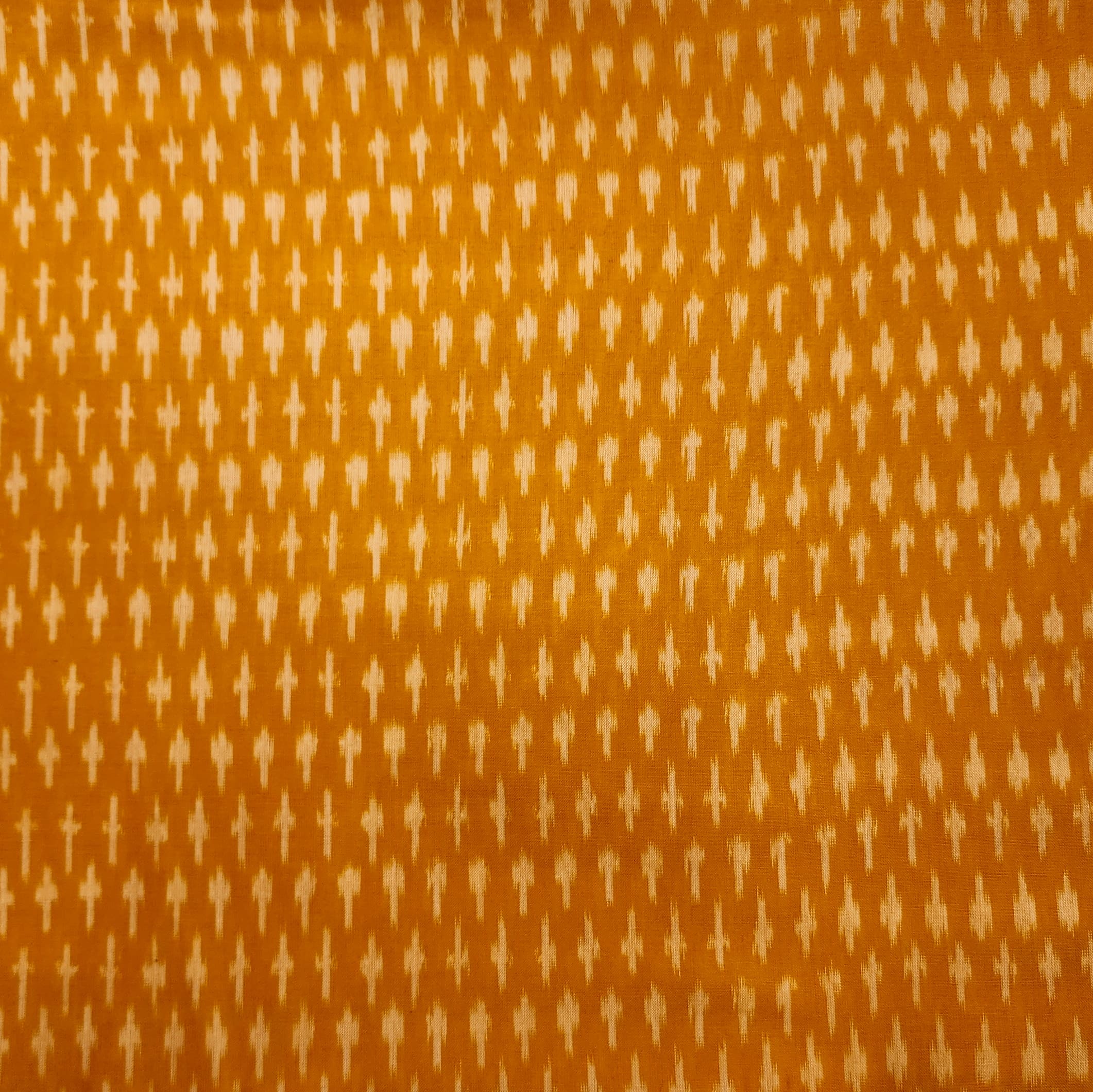 Pure Cotton Mercerised Mustard With Cream Small Plus Motif Woven Fabri ...