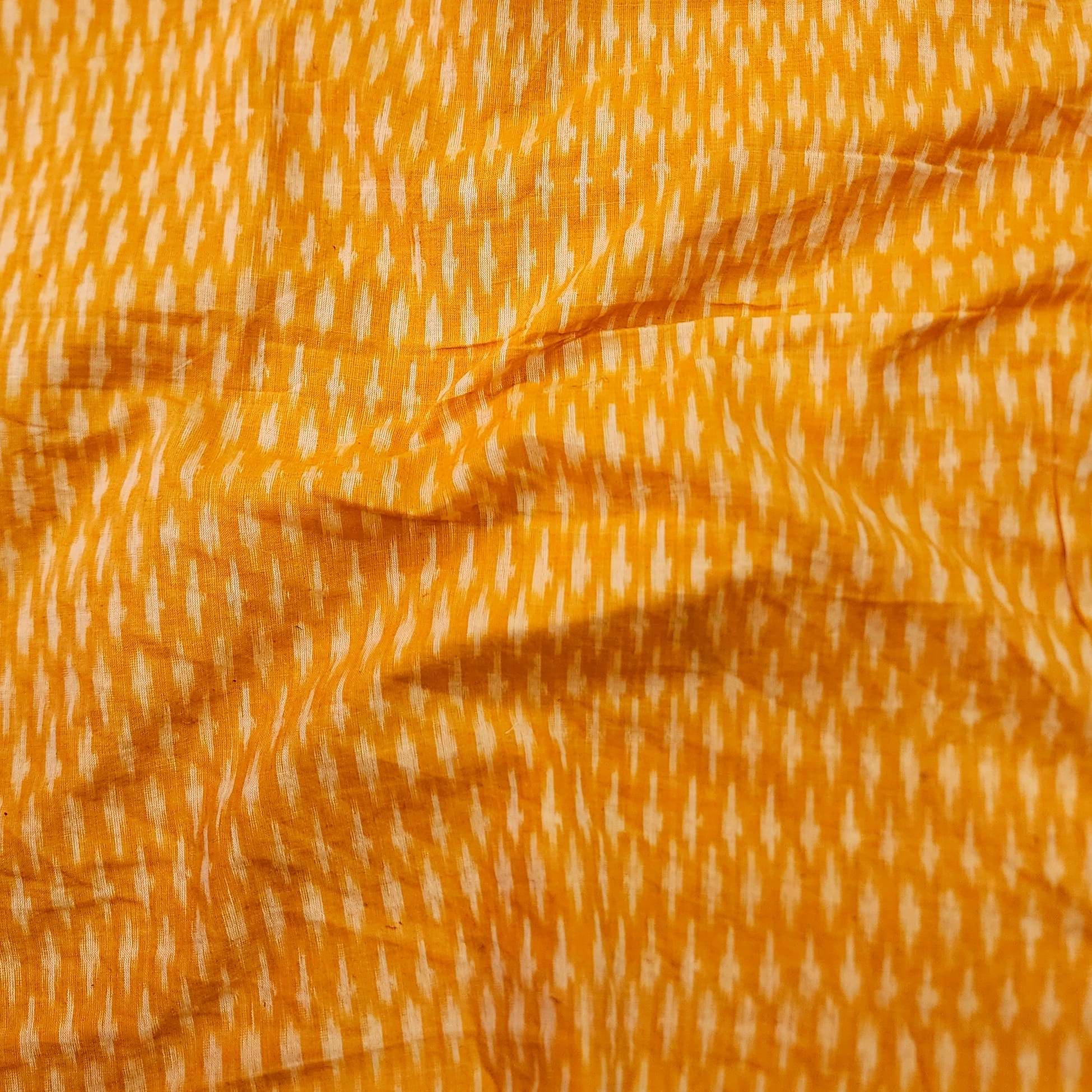 ( Pre-Cut 0.95 Meter ) Pure Cotton Mercerised Mustard With Small Cream ...