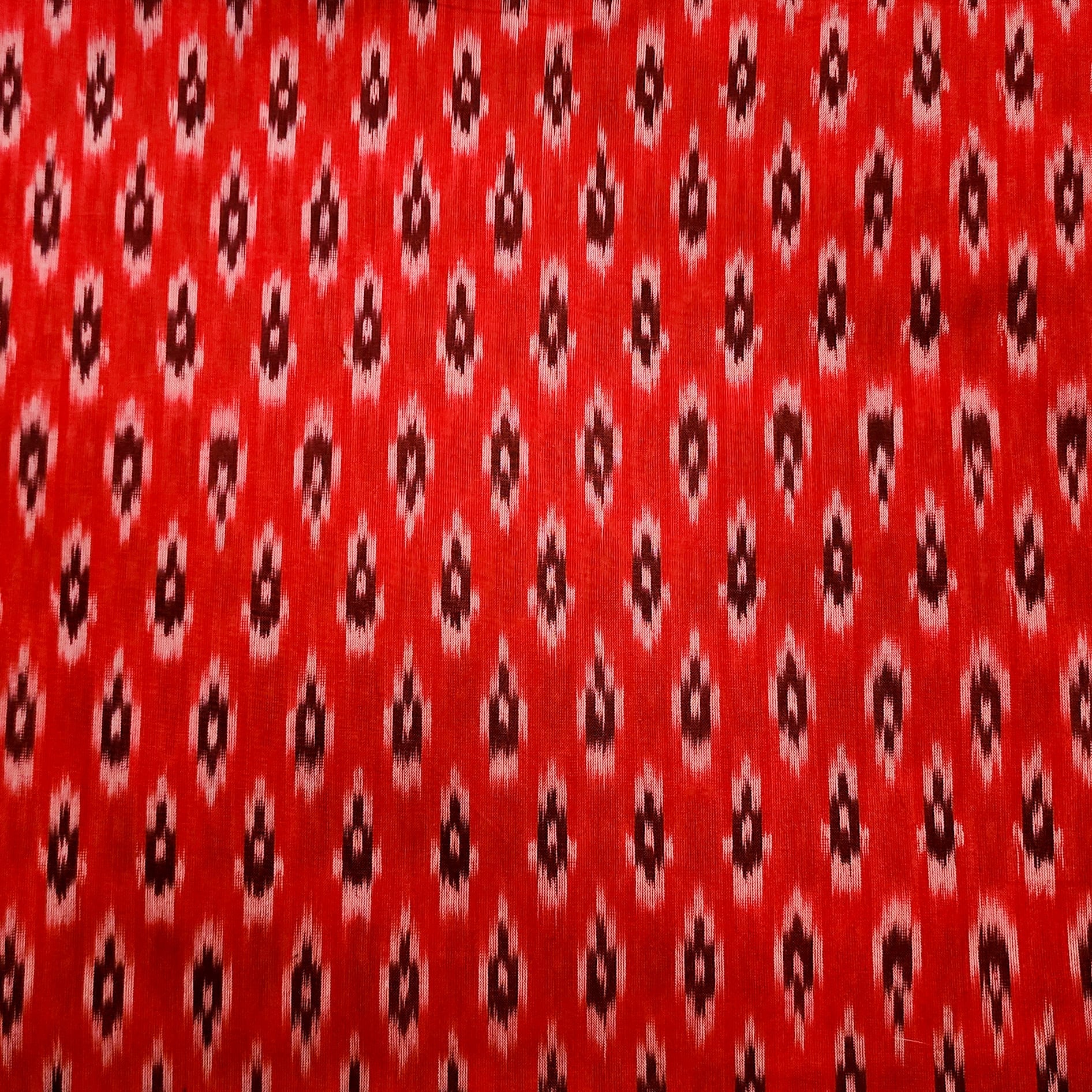 Pure Cotton Mercerised Red With Maroon Motif Woven Fabric – Sanskruti