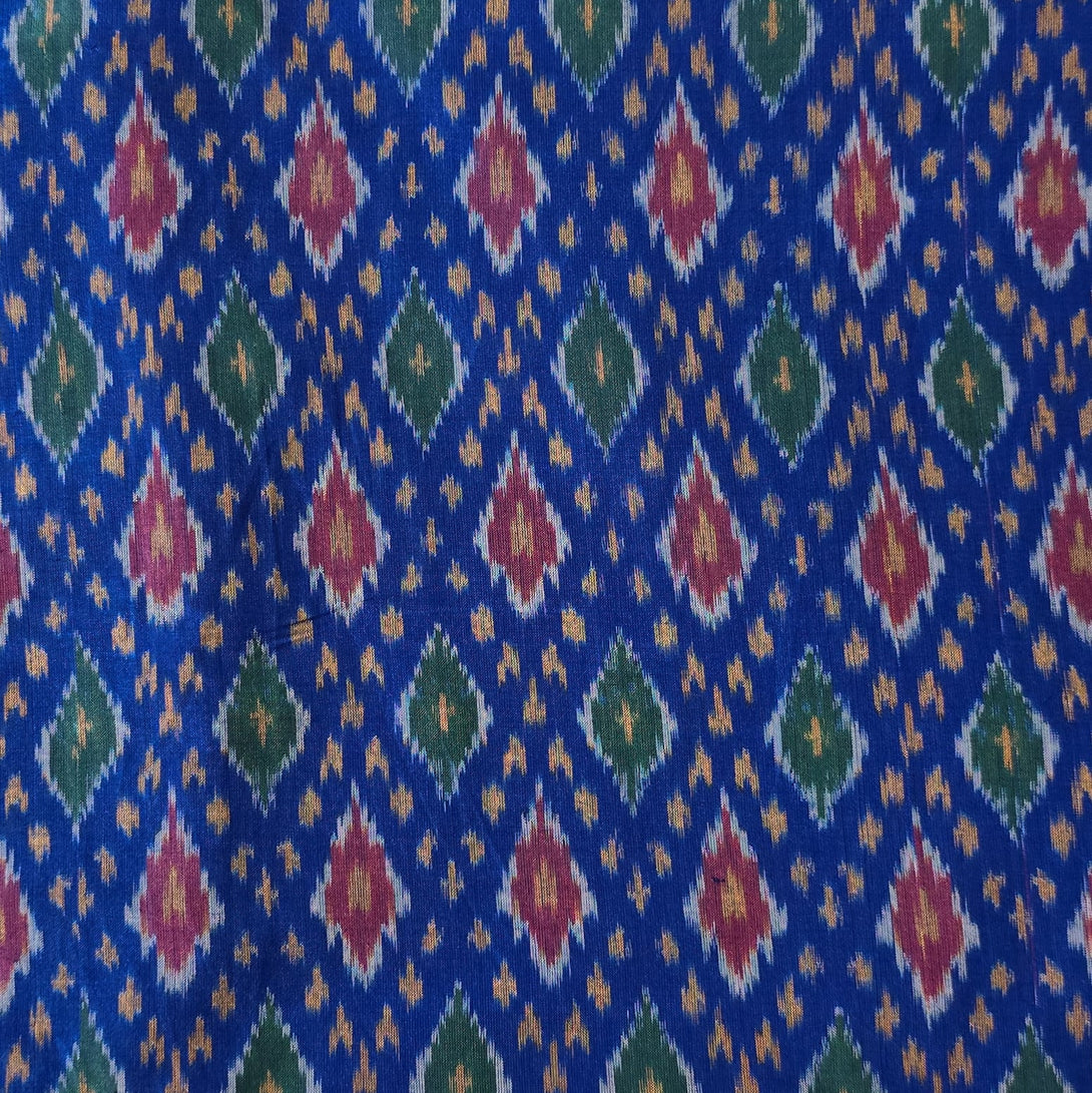 Mercerised Secco Ikkat Blue With With All Over Comb Weaves Woven Fabri ...