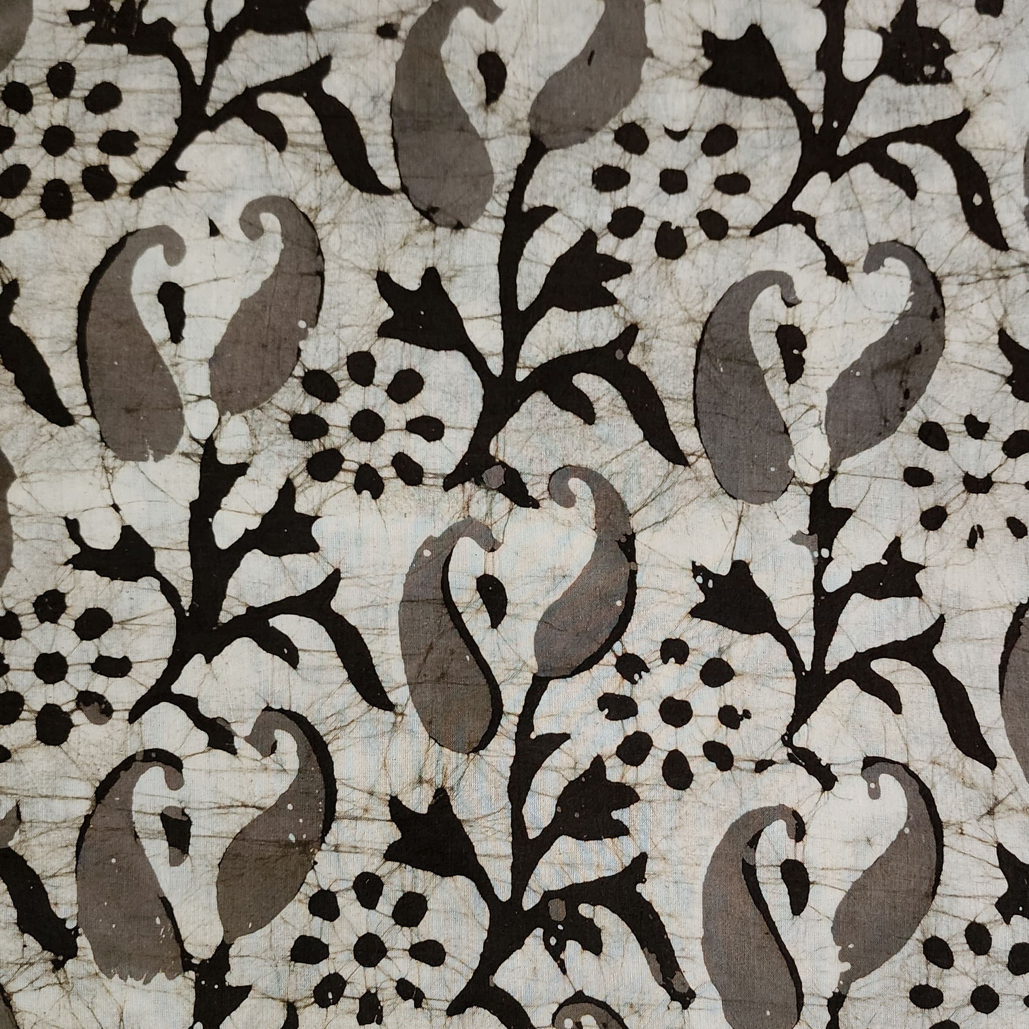 Pure Cotton Moum Batik Off White With Black With Grey Kairi Flower Jaa ...
