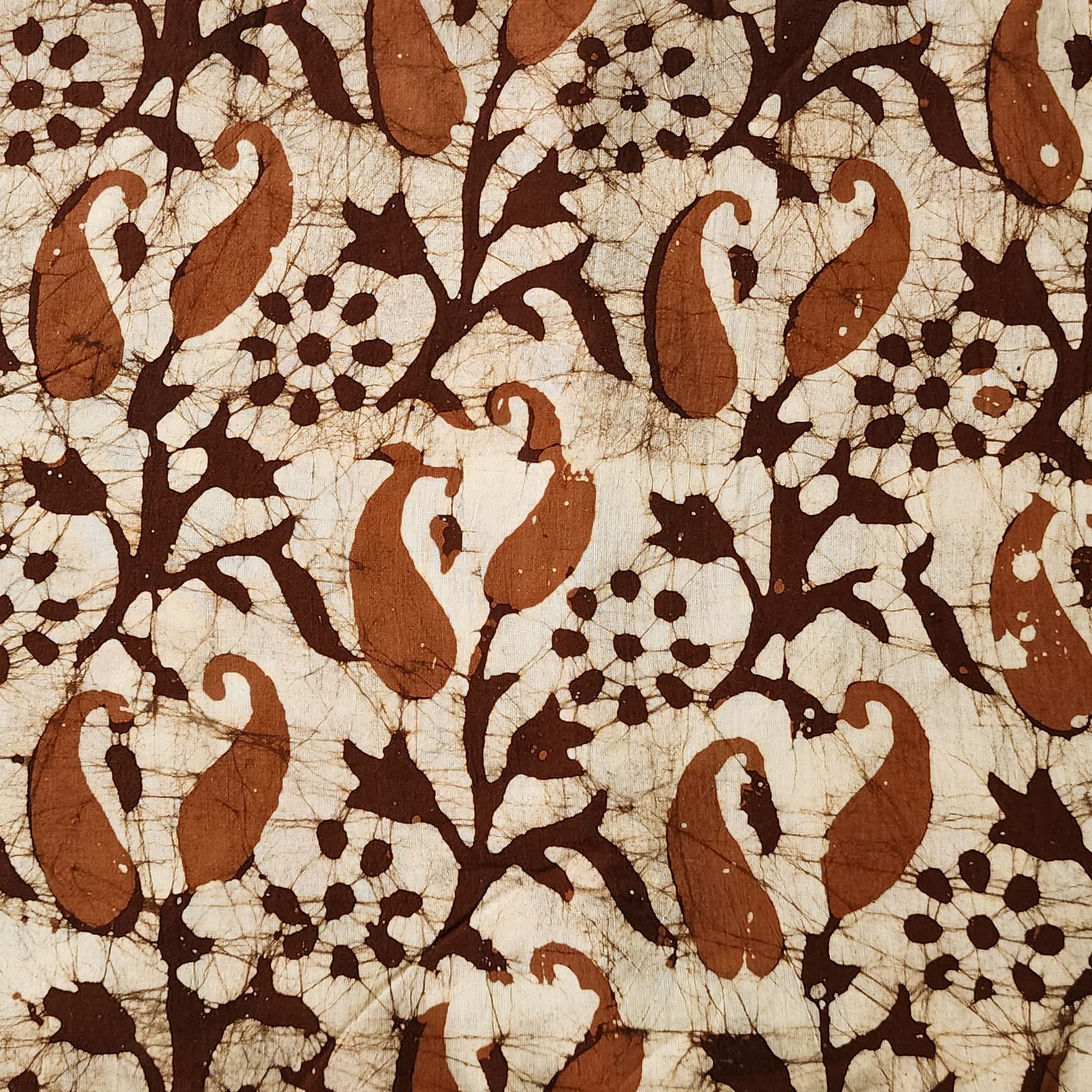 (PRE-CUT 2.30 METER) Pure Cotton Moum Batik Off White With Brown Kairi ...