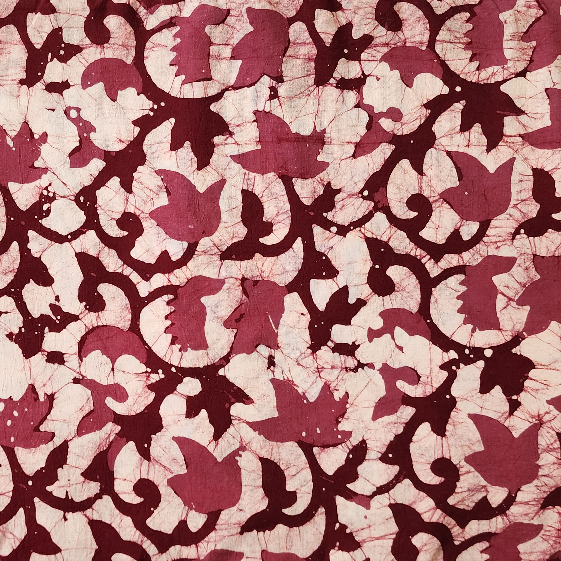 Pure Cotton Moum Batik Off White With Light Maroon With Dark Maroon Lo ...