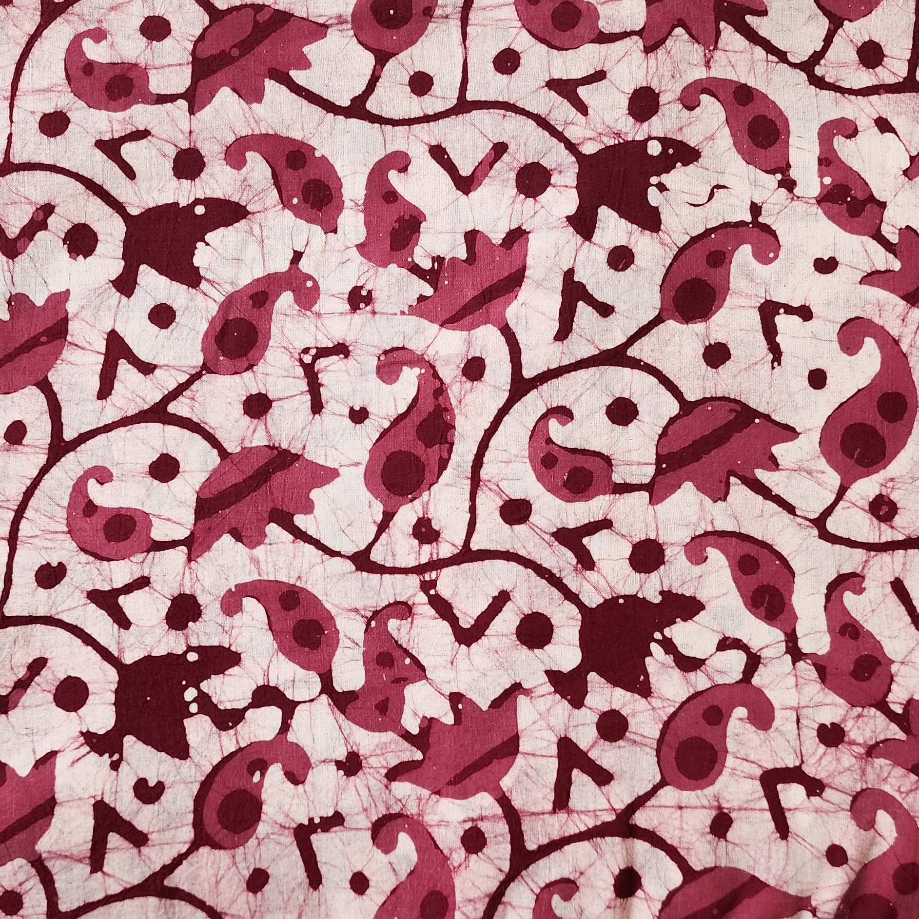 Pure Cotton Moum Batik Off White With Light Maroon With Dark Maroon Lo ...