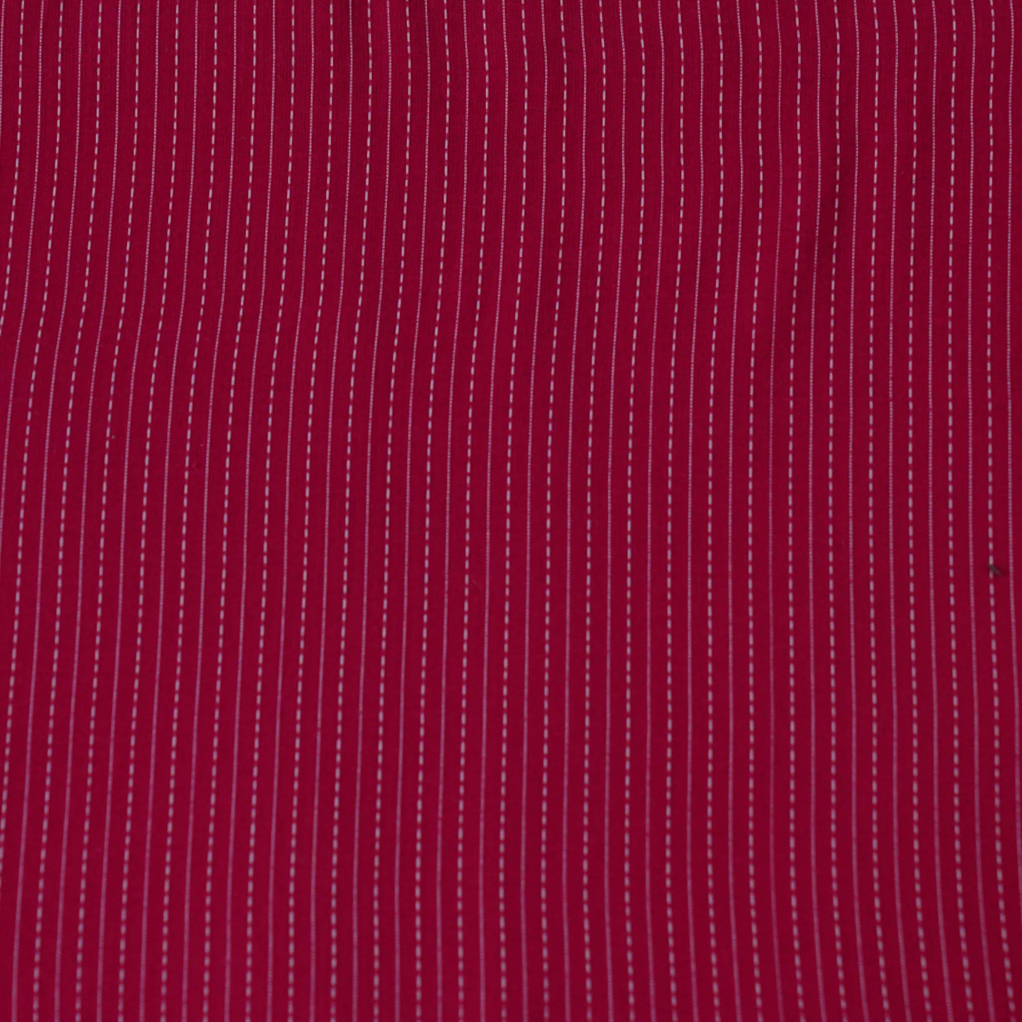 Pre-cut 1.85 meter Pure Cotton Red With White Thread Kaatha Stripes Fa ...