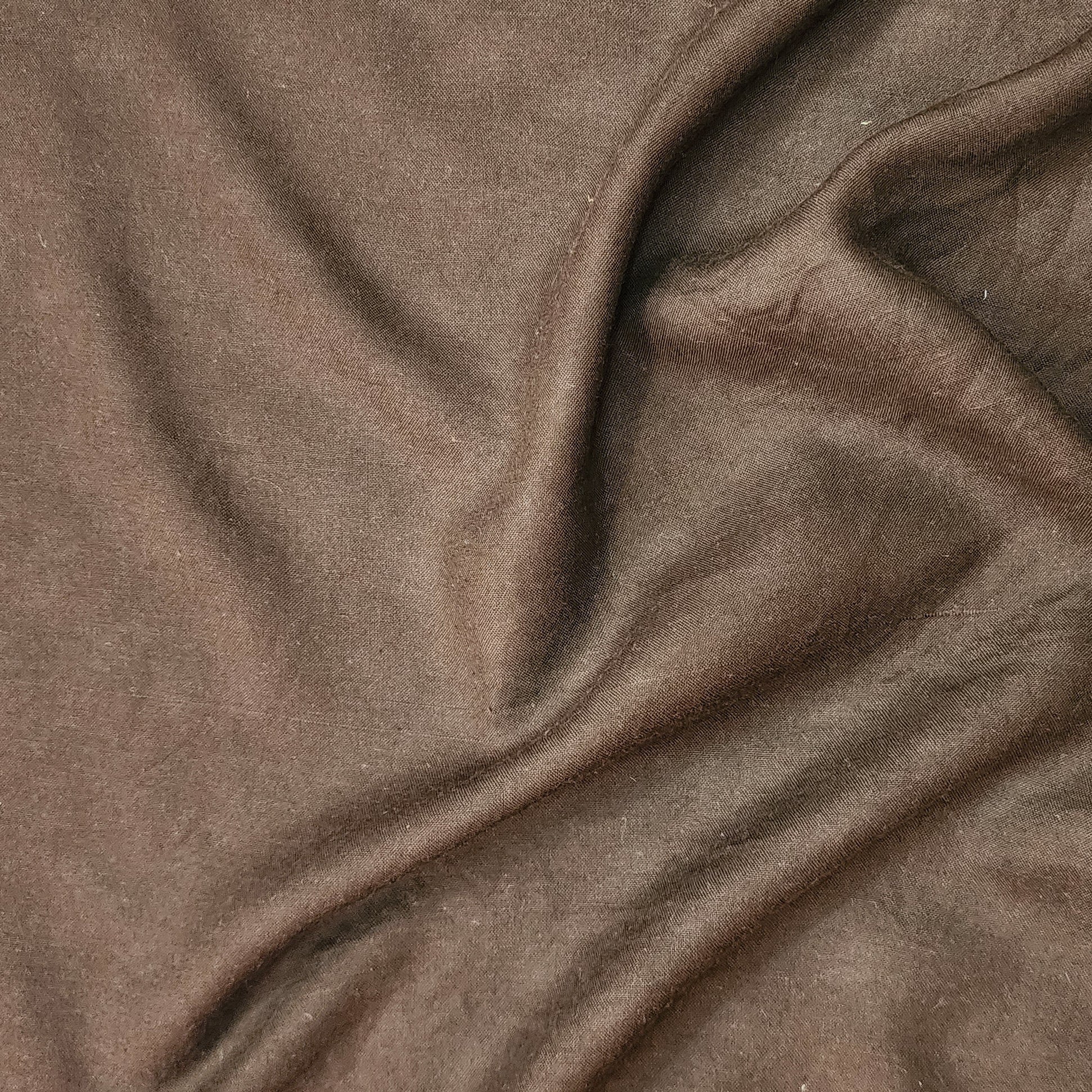 ( Pre-Cut 0.95 Meter ) Pure Cotton Rayon Dark Brown Hand Woven Fabric ...