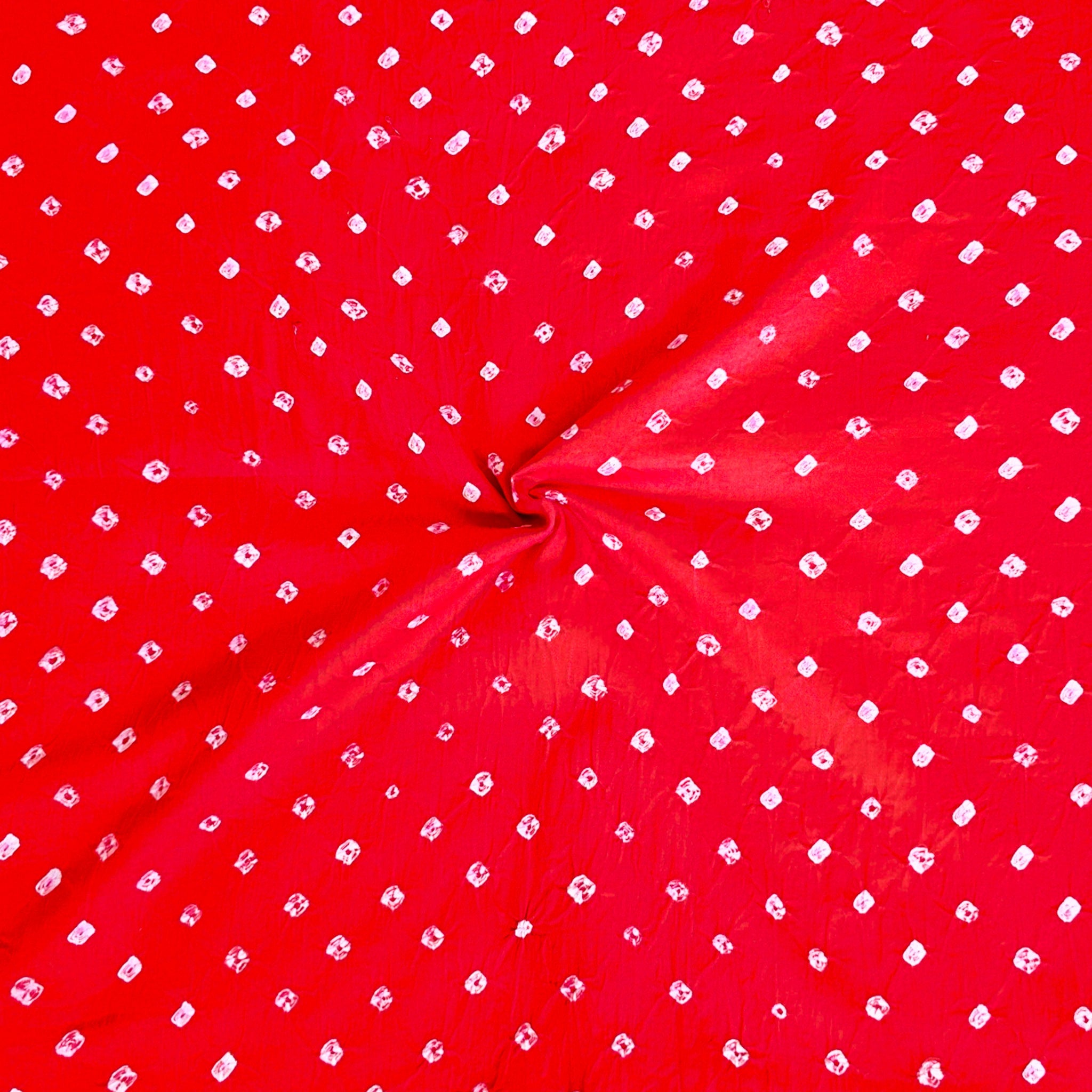 Pure Cotton Red With White Bandhani Hand Block Print Fabric – Sanskruti