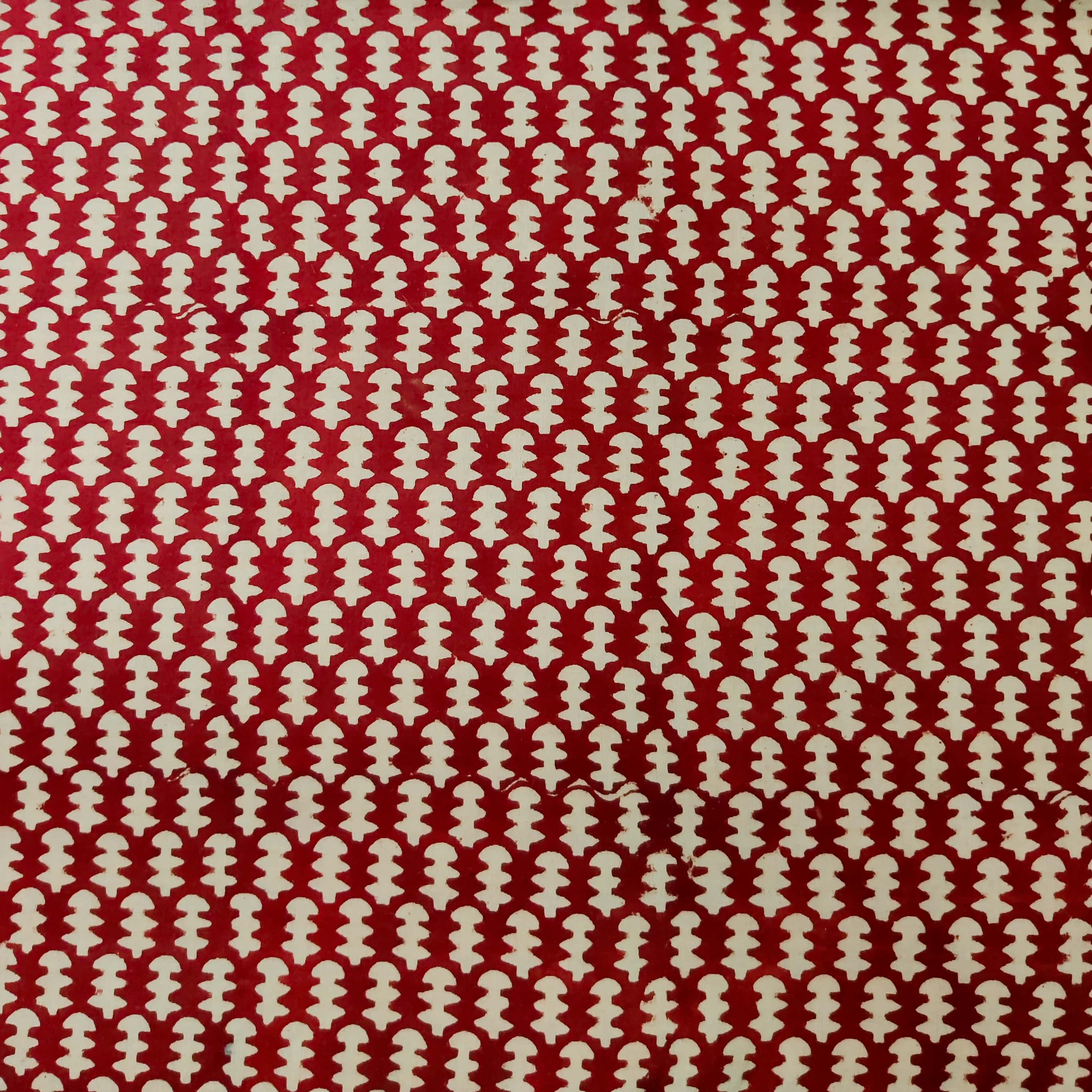 Pure Cotton Rust With Cream Flower Bud Hand Block Print Fabric – Sanskruti