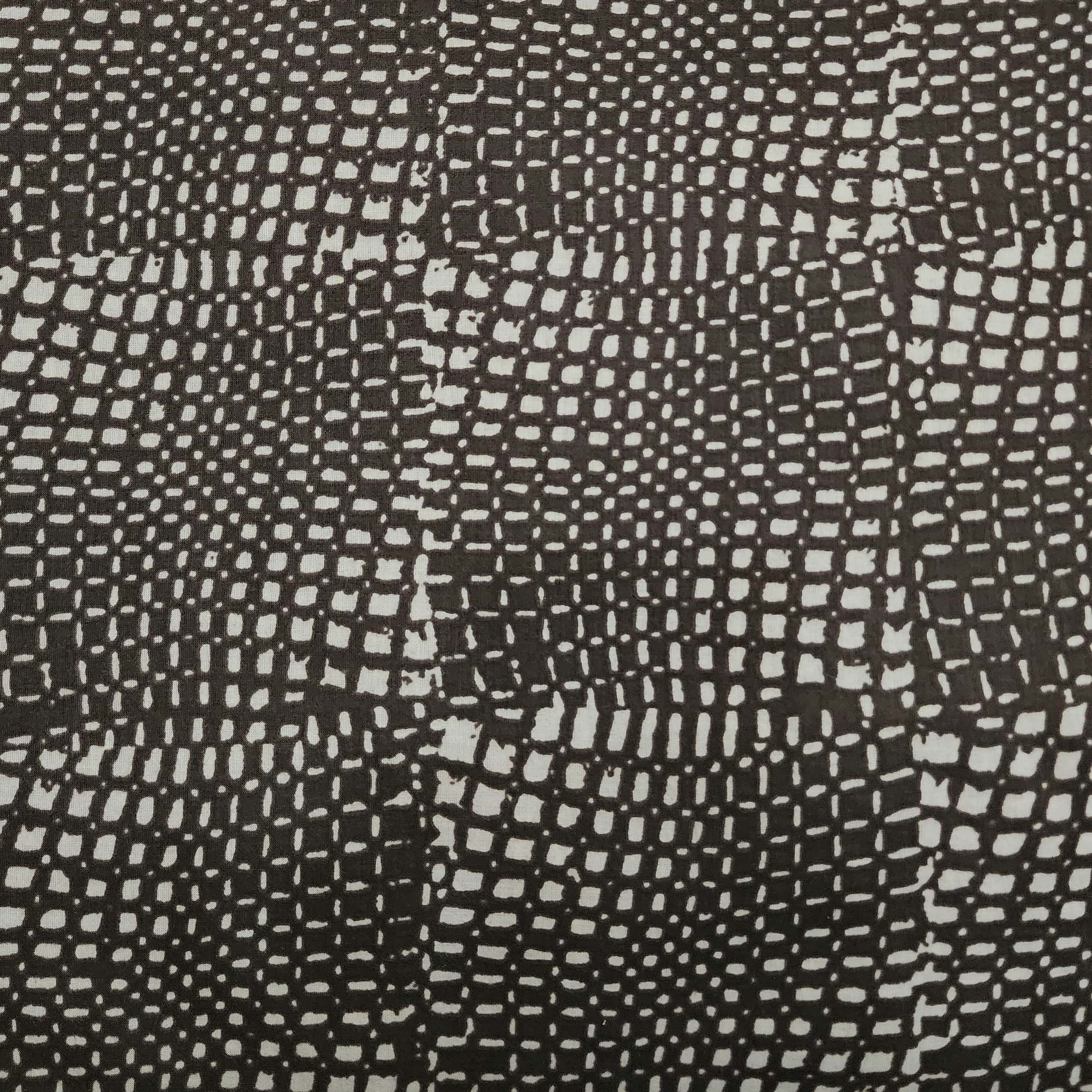 (pre-cut 1.80 meter) Pure Cotton Screen Print Dark Grey Small Checks D ...