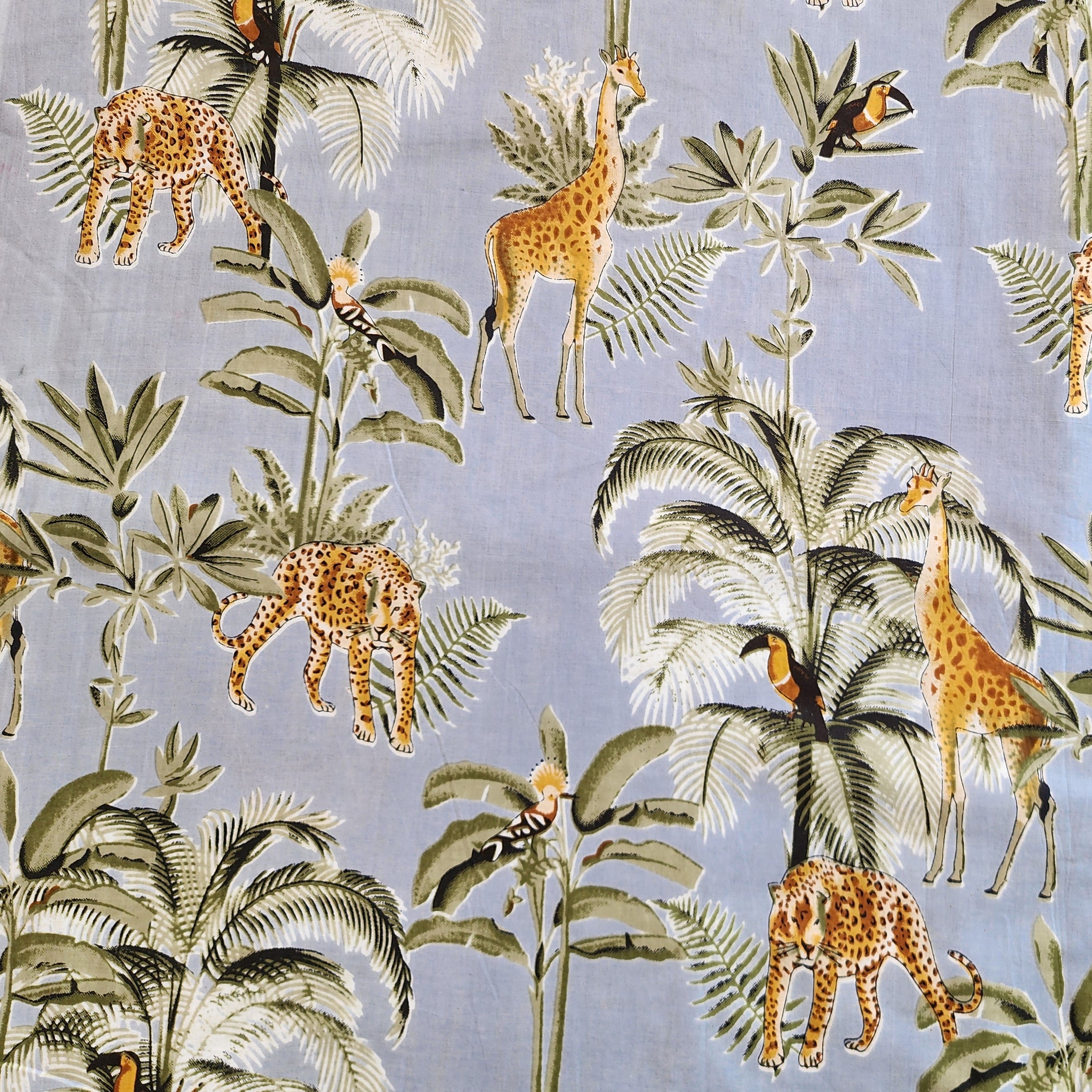 Pure Cotton Screen Print Grey Jungle Animals Fabric – Sanskruti