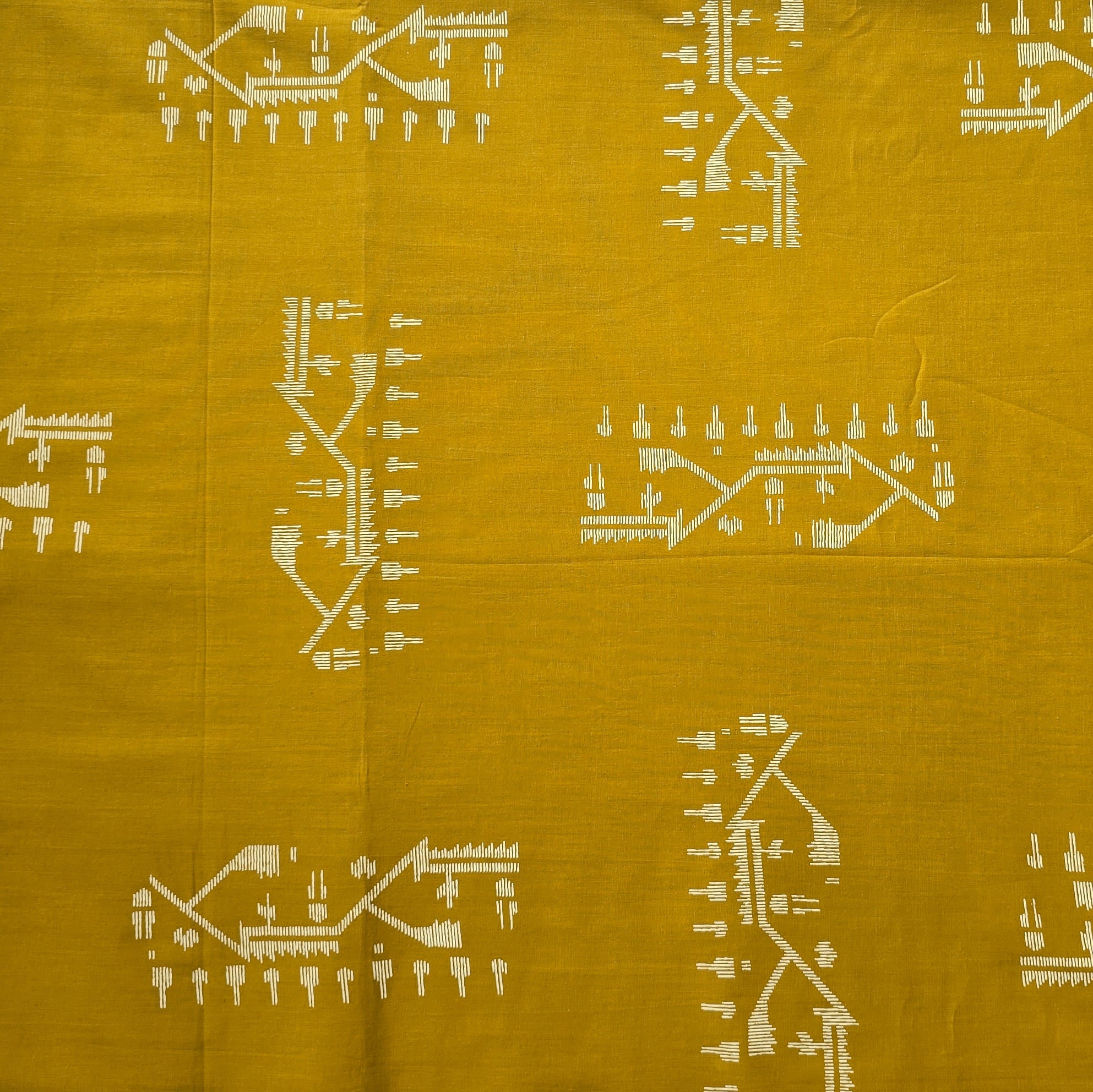 Pure Cotton screen print Mustard With White Fabric – Sanskruti