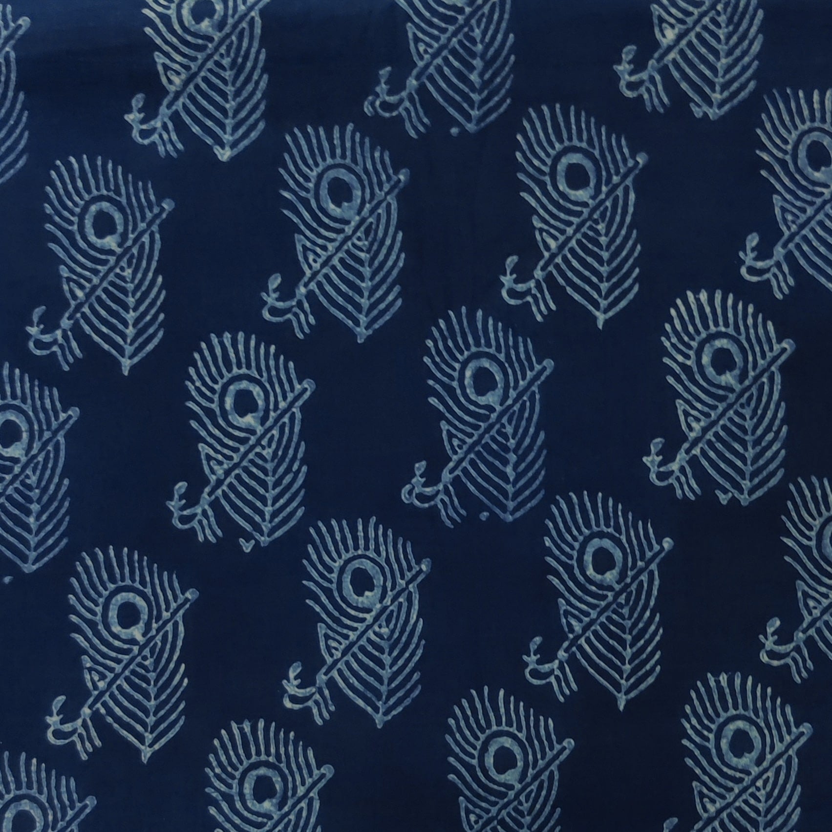 (PRE-CUT 1.45 METER) Pure Cotton Special Ankola Indigo With Peacock Fe ...