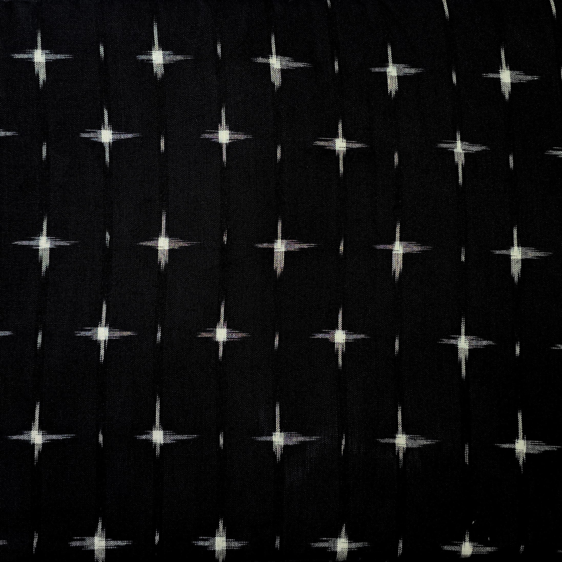 Pure Cotton Special Double Ikkat Black With White Twinkling Star Weave ...