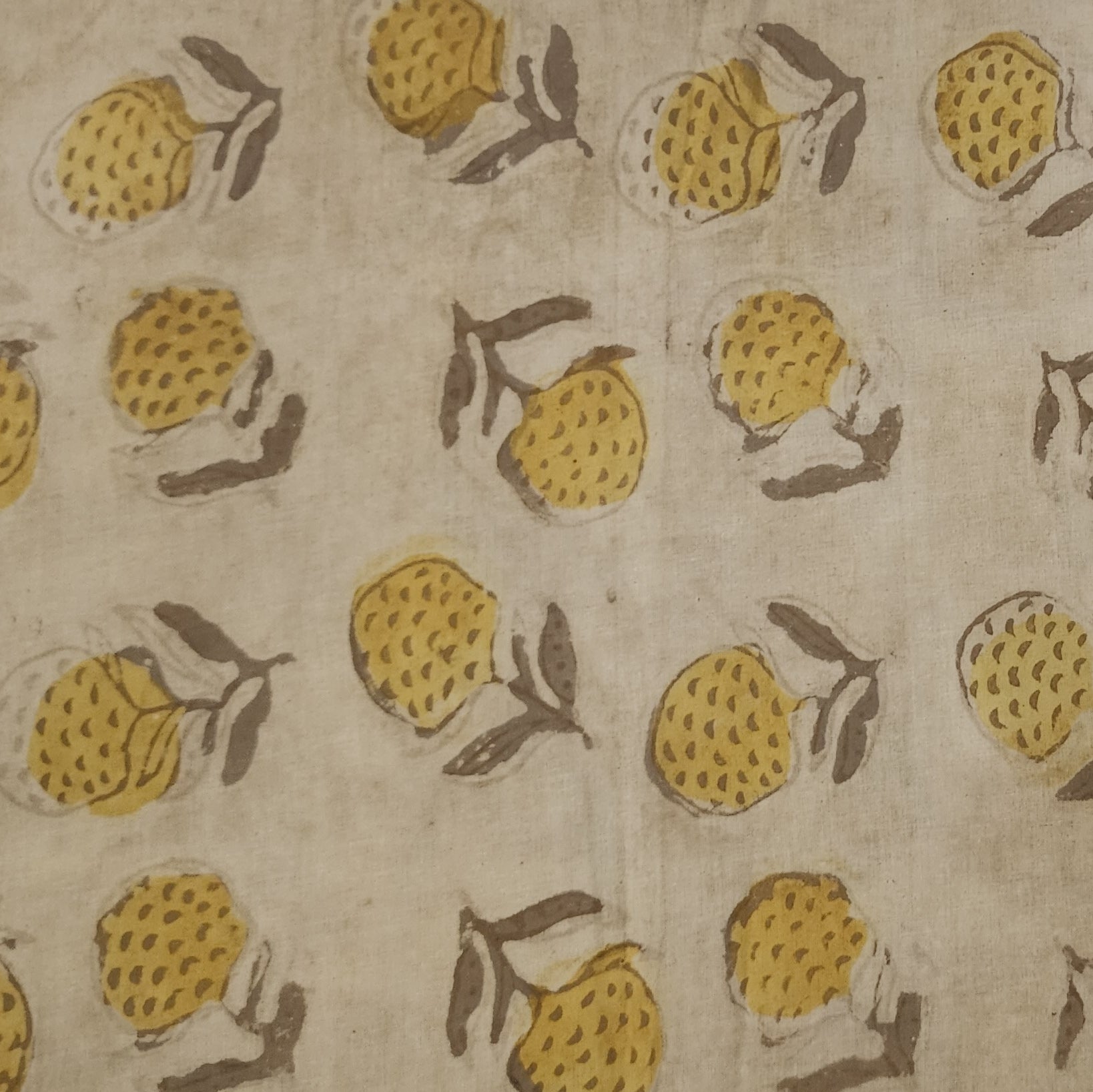 Pure Cotton Vanaspati Cream With Yellow Flower Motif Hand Block Print ...