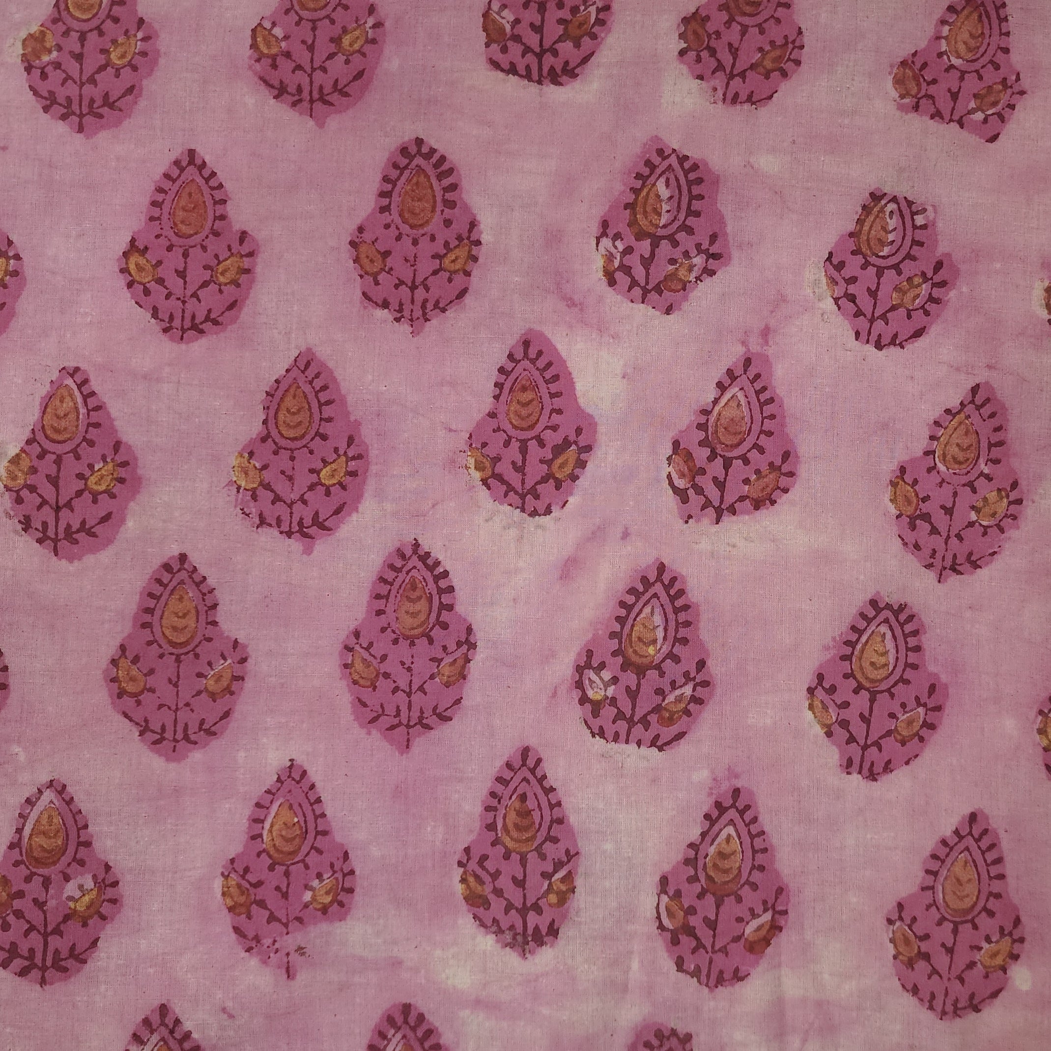 Pure Cotton Vanaspati Pink With Flower Buds Hand Block Print Fabric ...