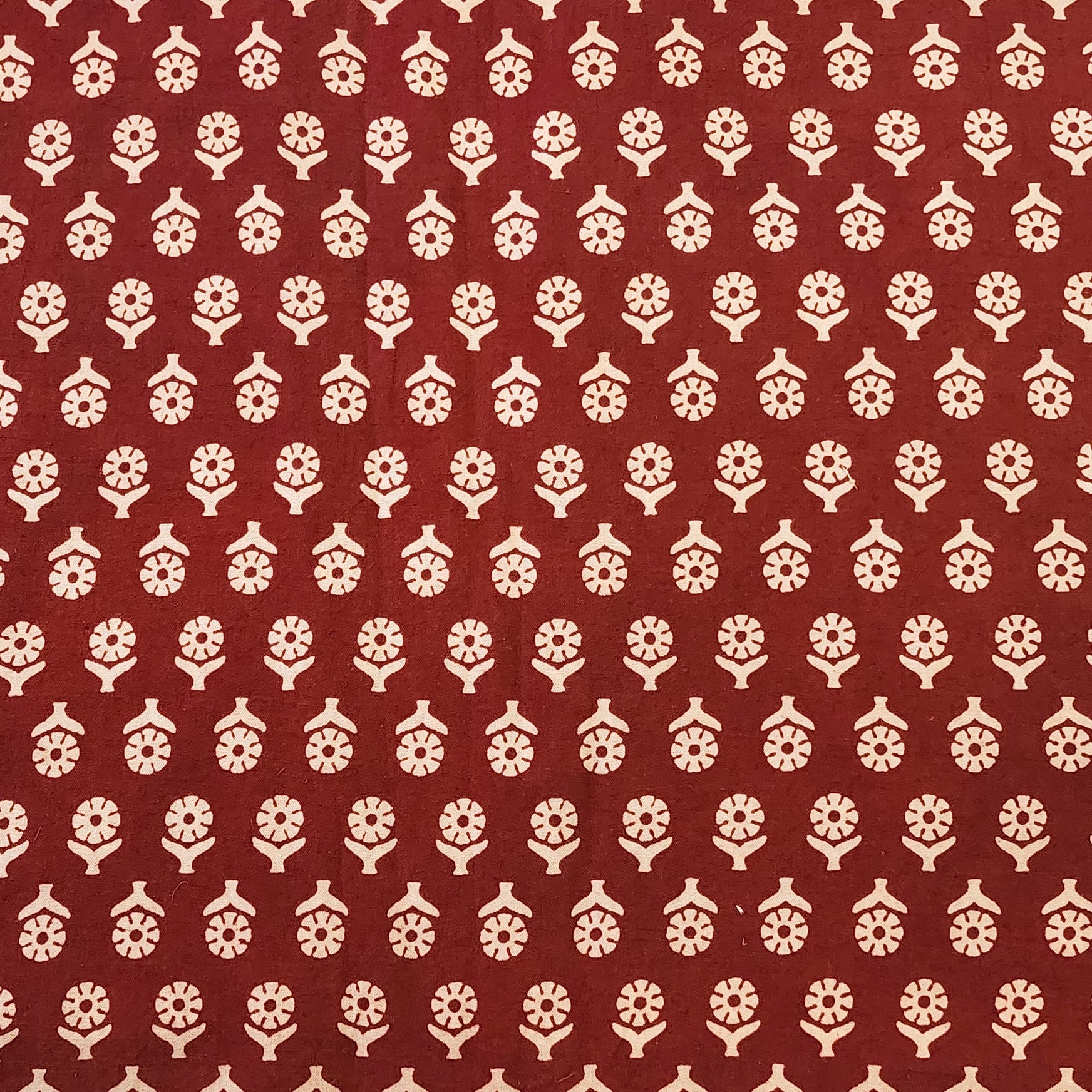 Pure Cotton Vegetable Dyed Ajrak Rust With Cream Flower Tiny Motif Fac ...