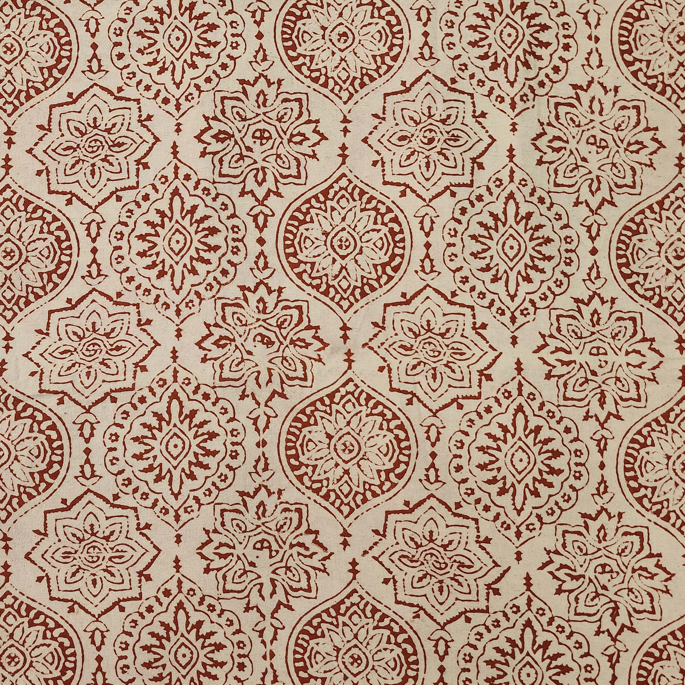 Pure Cotton Vegetable Dyed Ajrak With Cream And Rust Red Mahindi Desig – Sanskruti