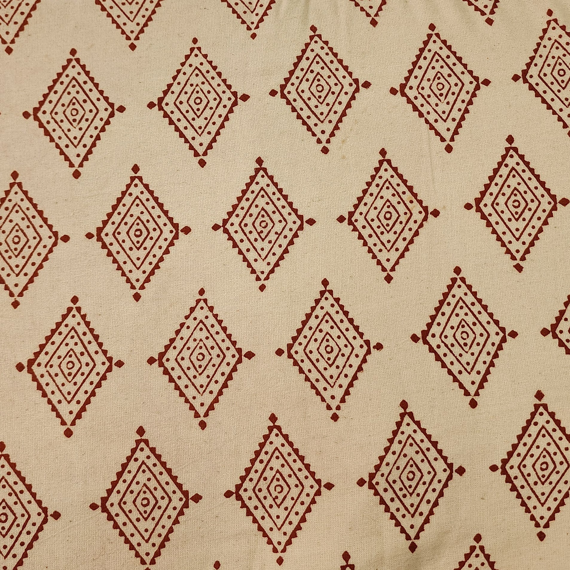 Pure Cotton Vegetable Dyed Ajrak With Cream With Red Diamond Motifs Ha – Sanskruti