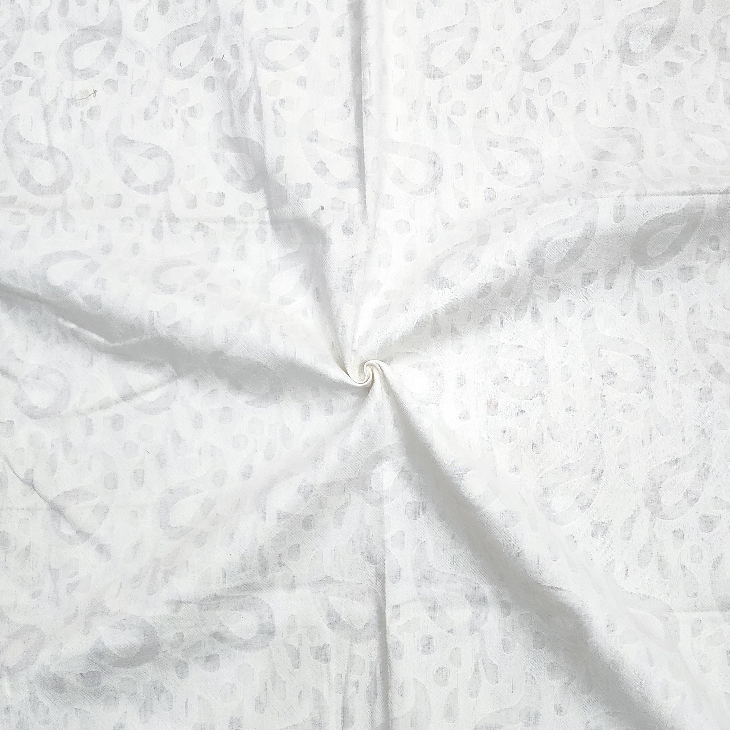 Pure Cotton White Self Design Hand Block Print Fabric – Sanskruti