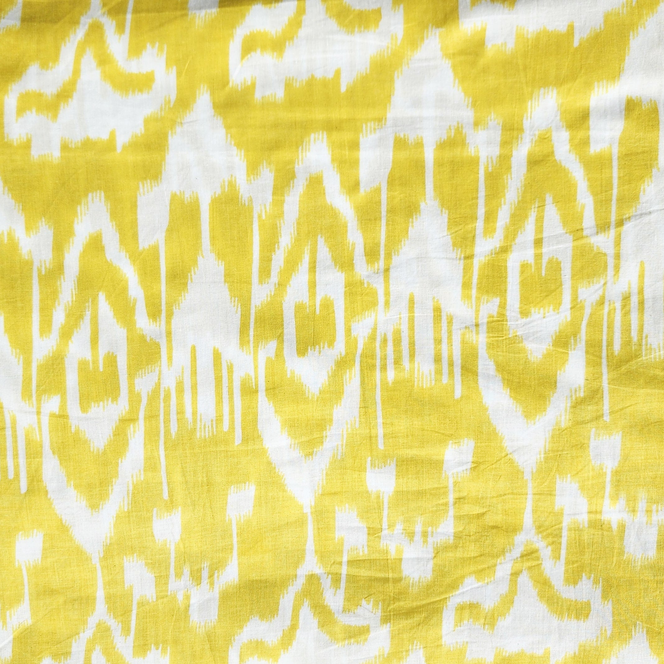 Pure Cotton Yellow With White Intricate Design Screen Print Fabric ...