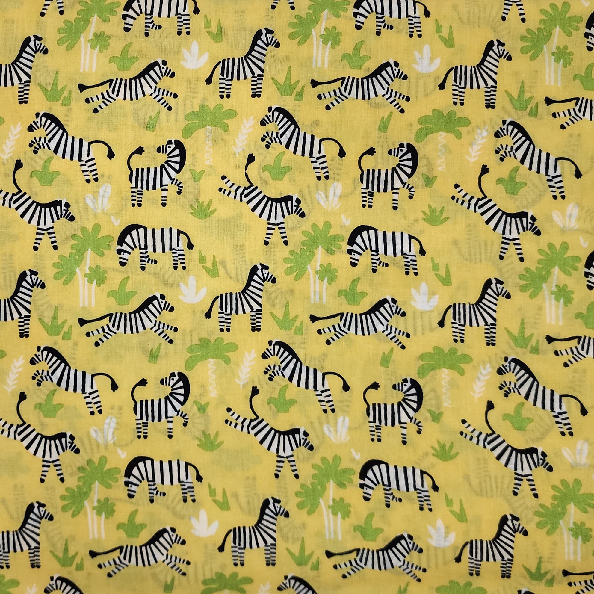 Pure Cotton Yellow With Zebra Screen Print Fabric – Sanskruti