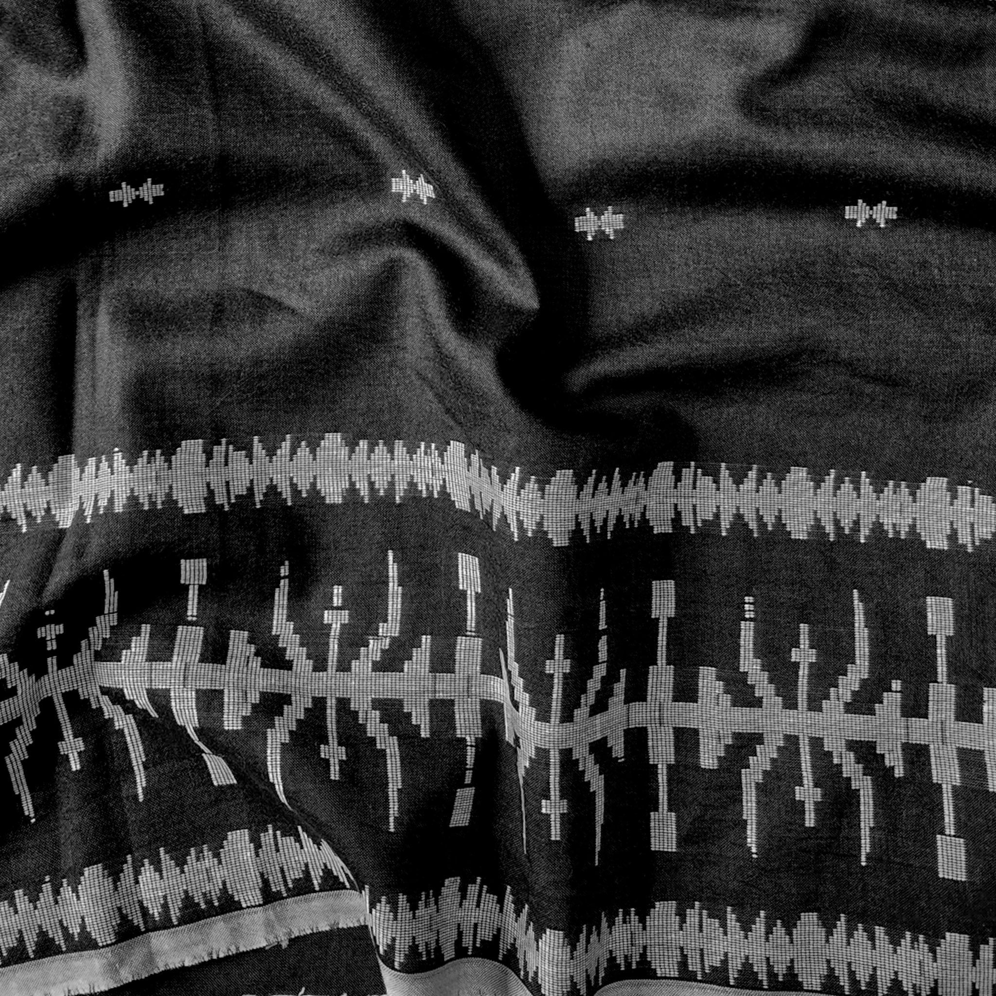 Pure Mul Cotton Soft Jamdani Grey With White Border And White Small Ar ...