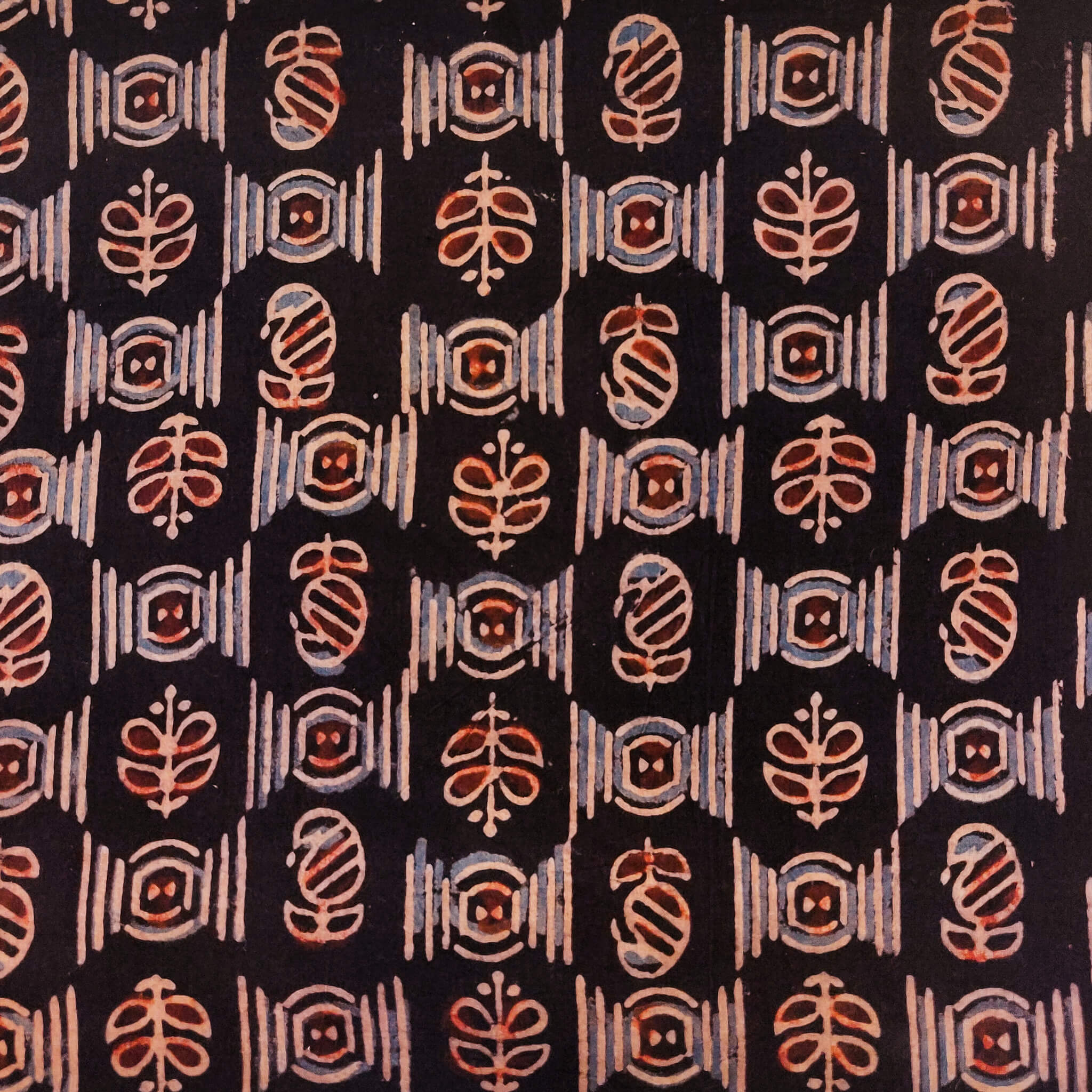 Pre-Cut 2.30 Meter Pure Cotton Black Ajrak With Tiny Kairi And Lines M – Sanskruti