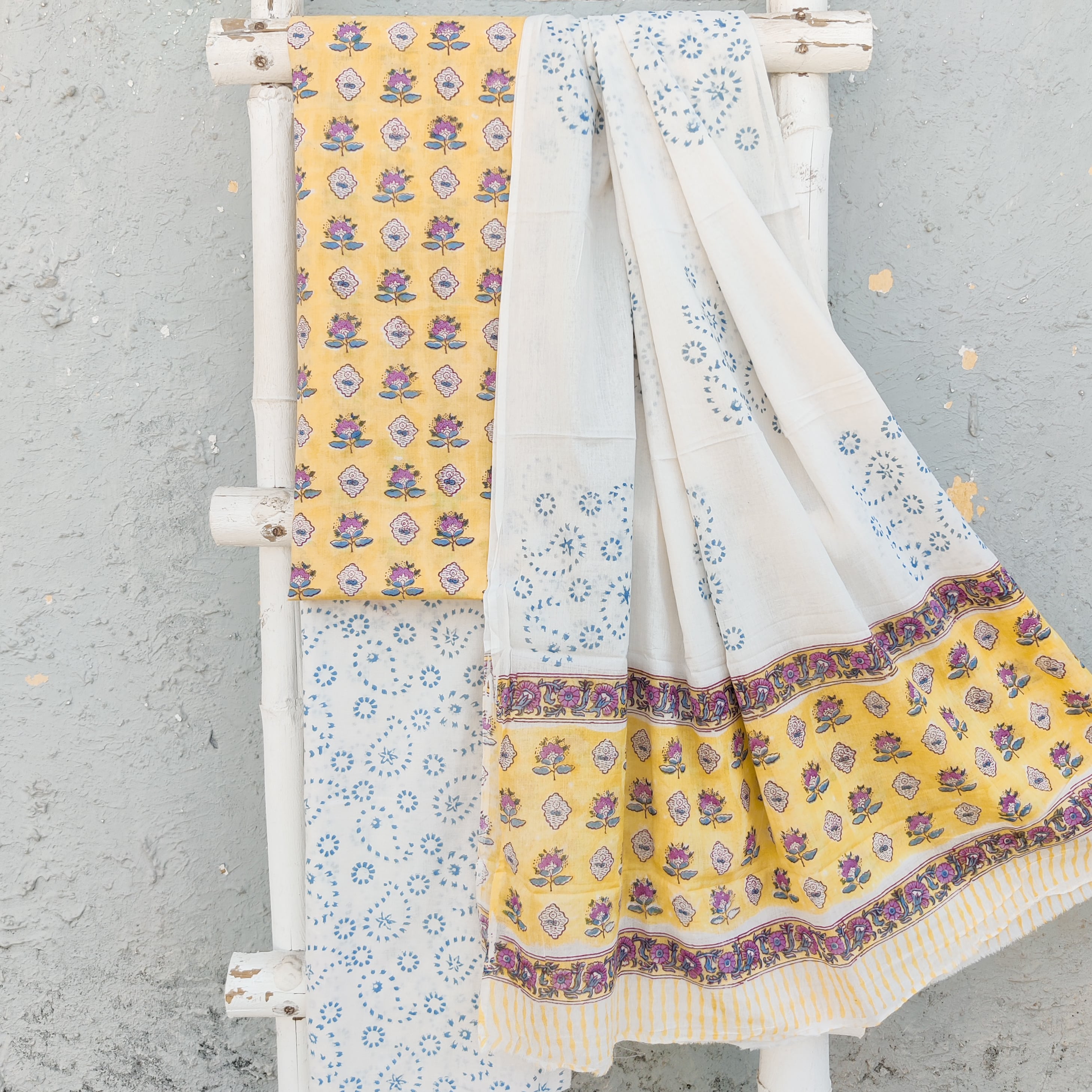 ROZANA-Pure Cotton Pastel Yellow With Alterations Flower Motif Top Wit ...