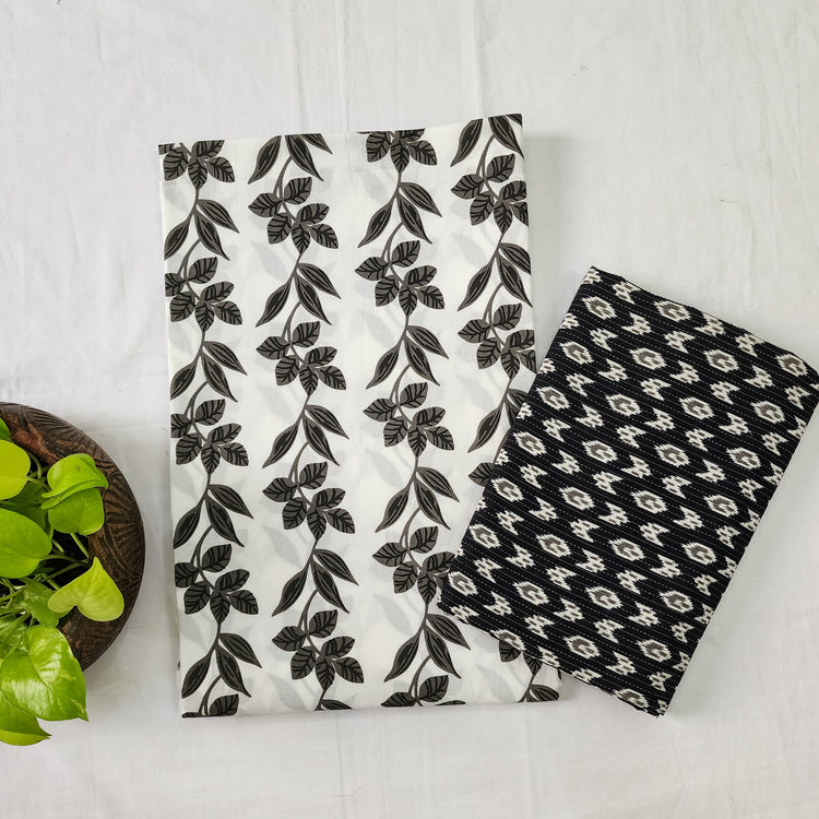 SATYA-Pure Cotton White With Black Flower Creeper Screenprint Top And ...