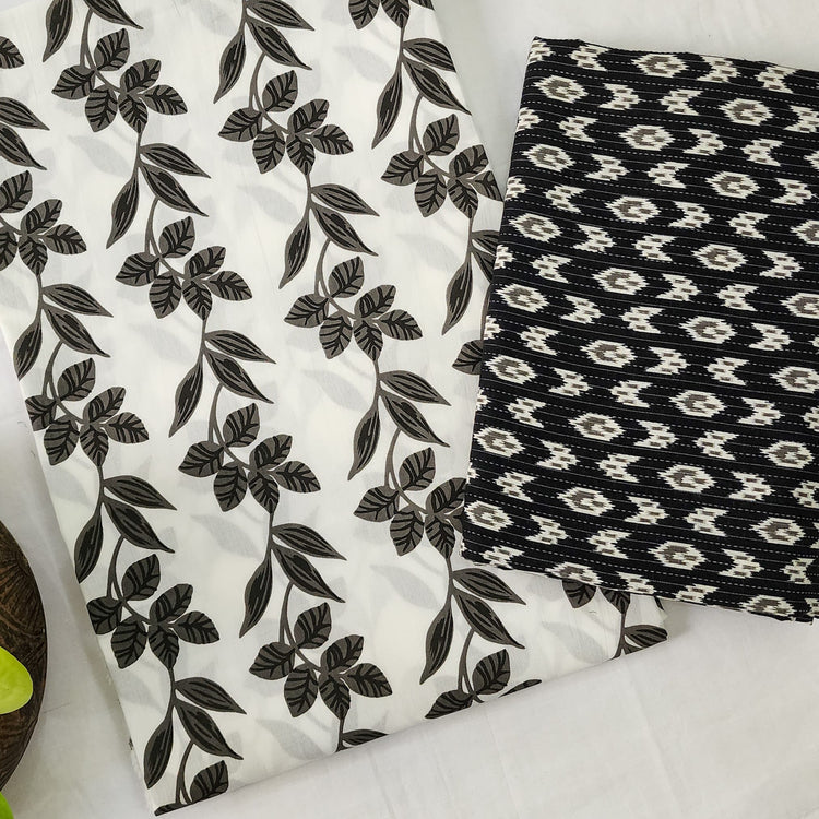 SATYA-Pure Cotton White With Black Flower Creeper Screenprint Top And ...