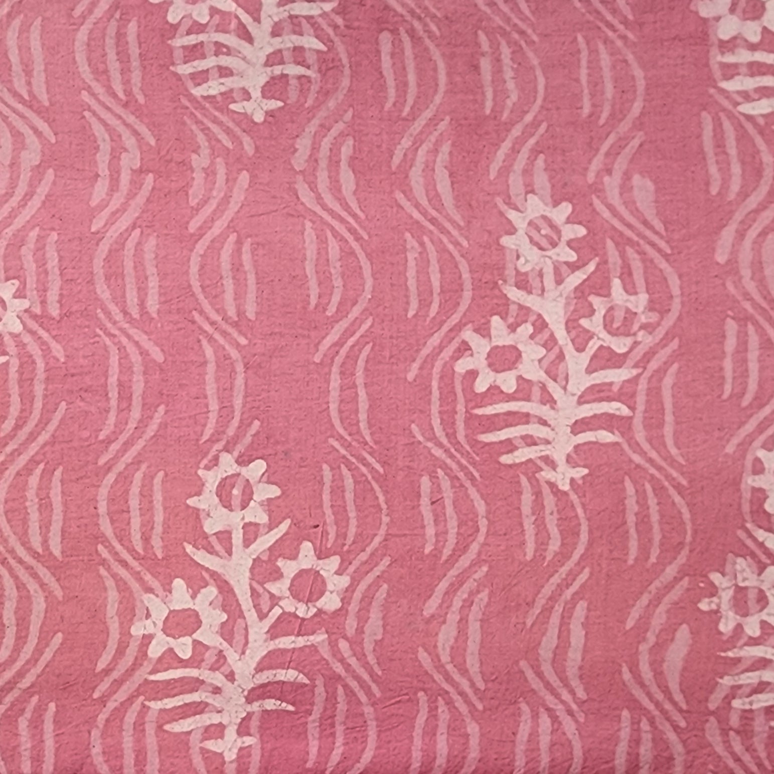 (PRE-CUT 1 METER) Pure Cotton Dabu Pink And White Self Design With Flo ...