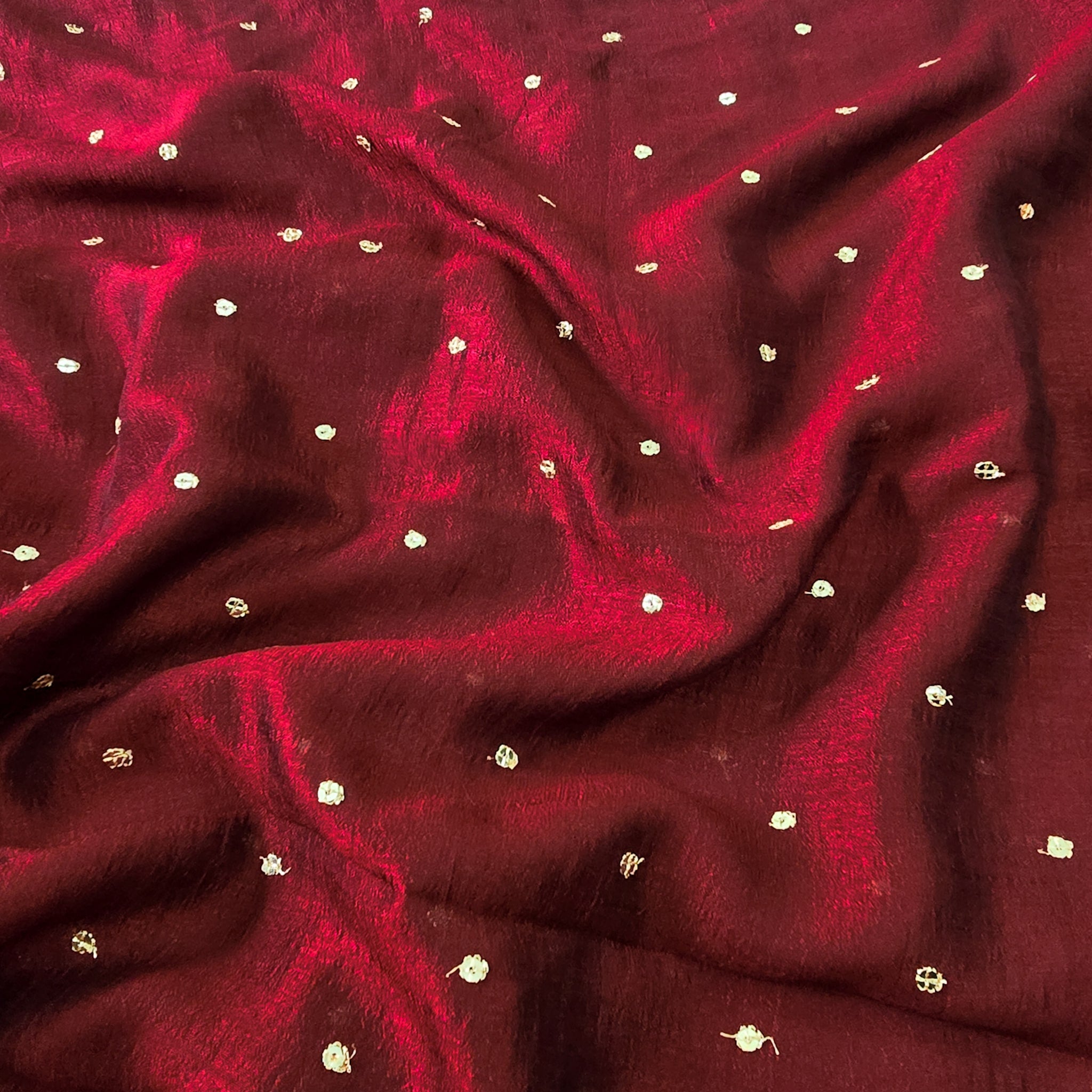 Soft Semi Silk Sequence Maroon Fabric – Sanskruti