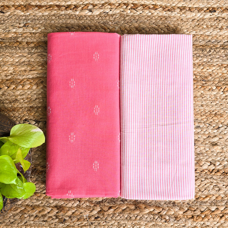 Top Bottom Combo - Pure Cotton Handloom Dash Flower Motifs With Stripe ...