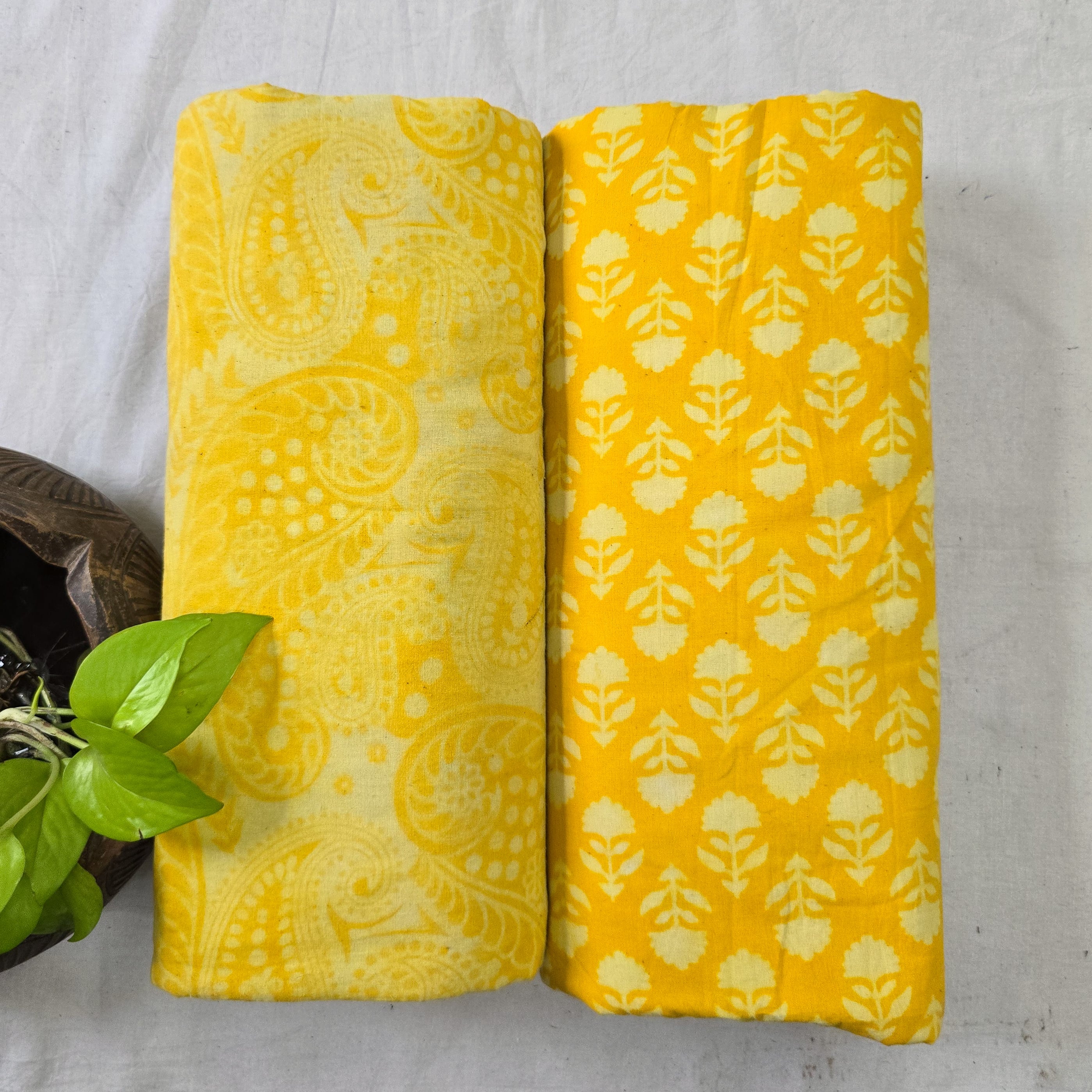 Top Bottom Combo Pure Cotton Light Dabu Jaal Fabric With Floral Motifs ...
