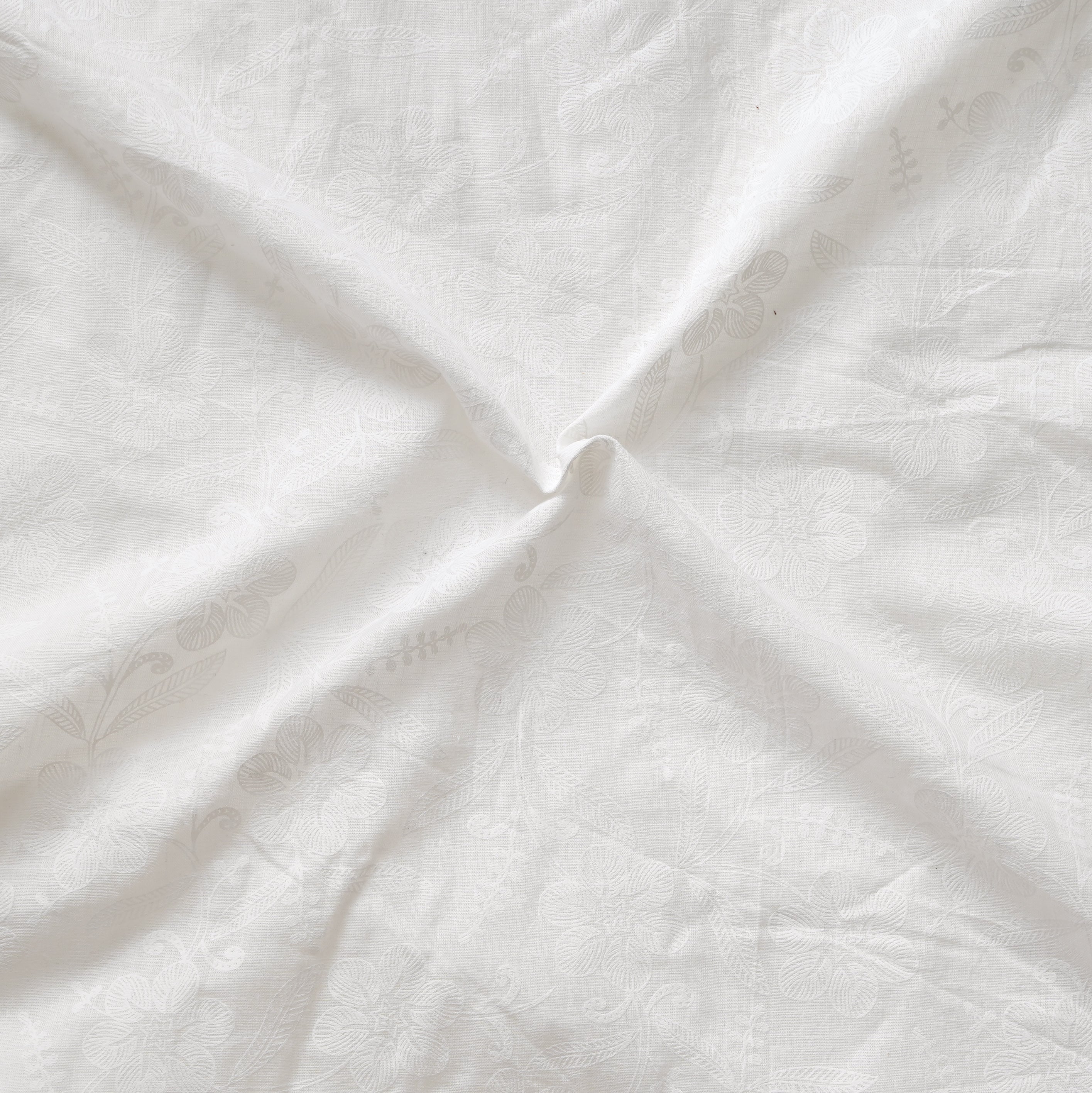 Handloom White Self-Design Fabric – Sanskruti