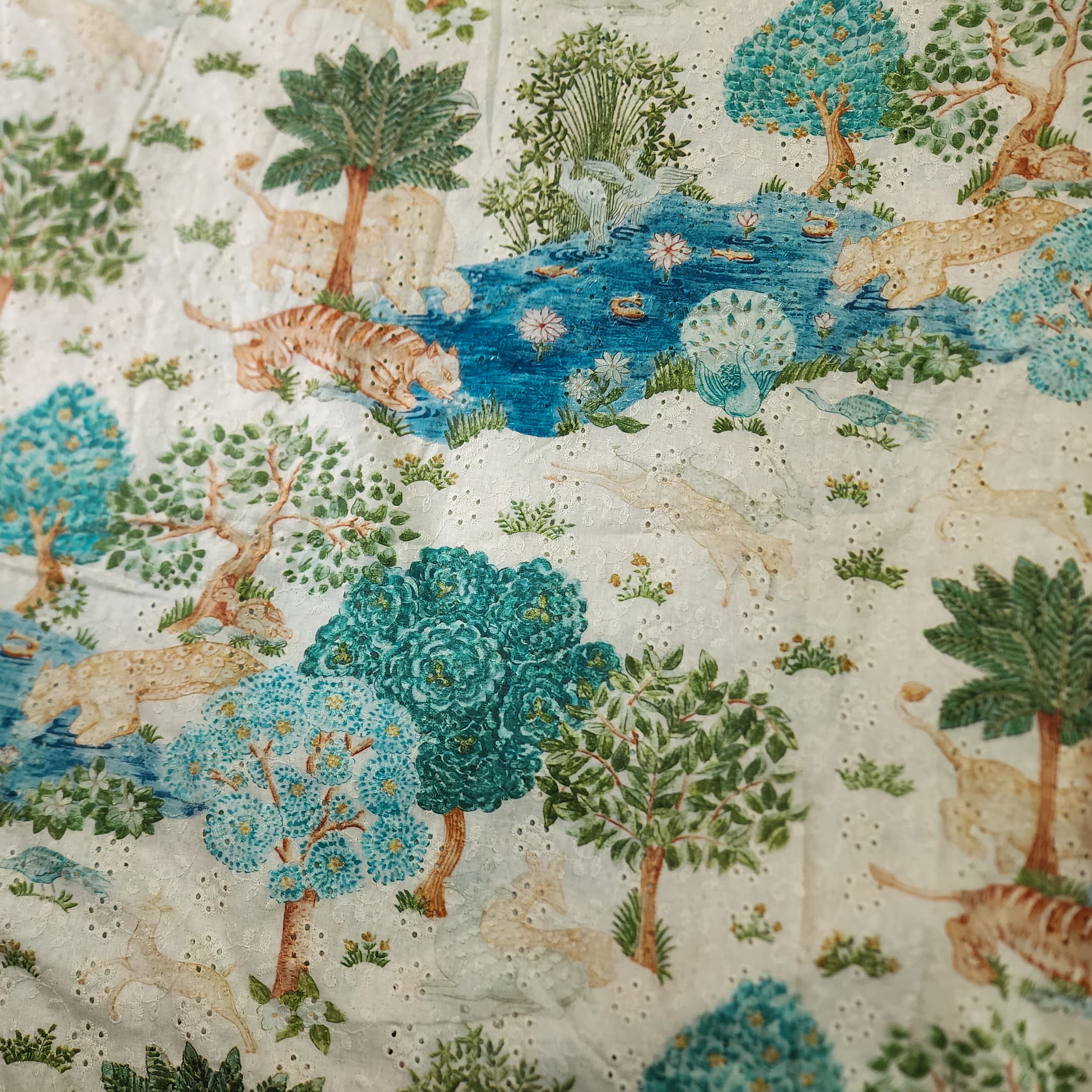 ( Width 44 Inches ) Pure Cotton Hakoba Jungle With Animal Screen Print ...