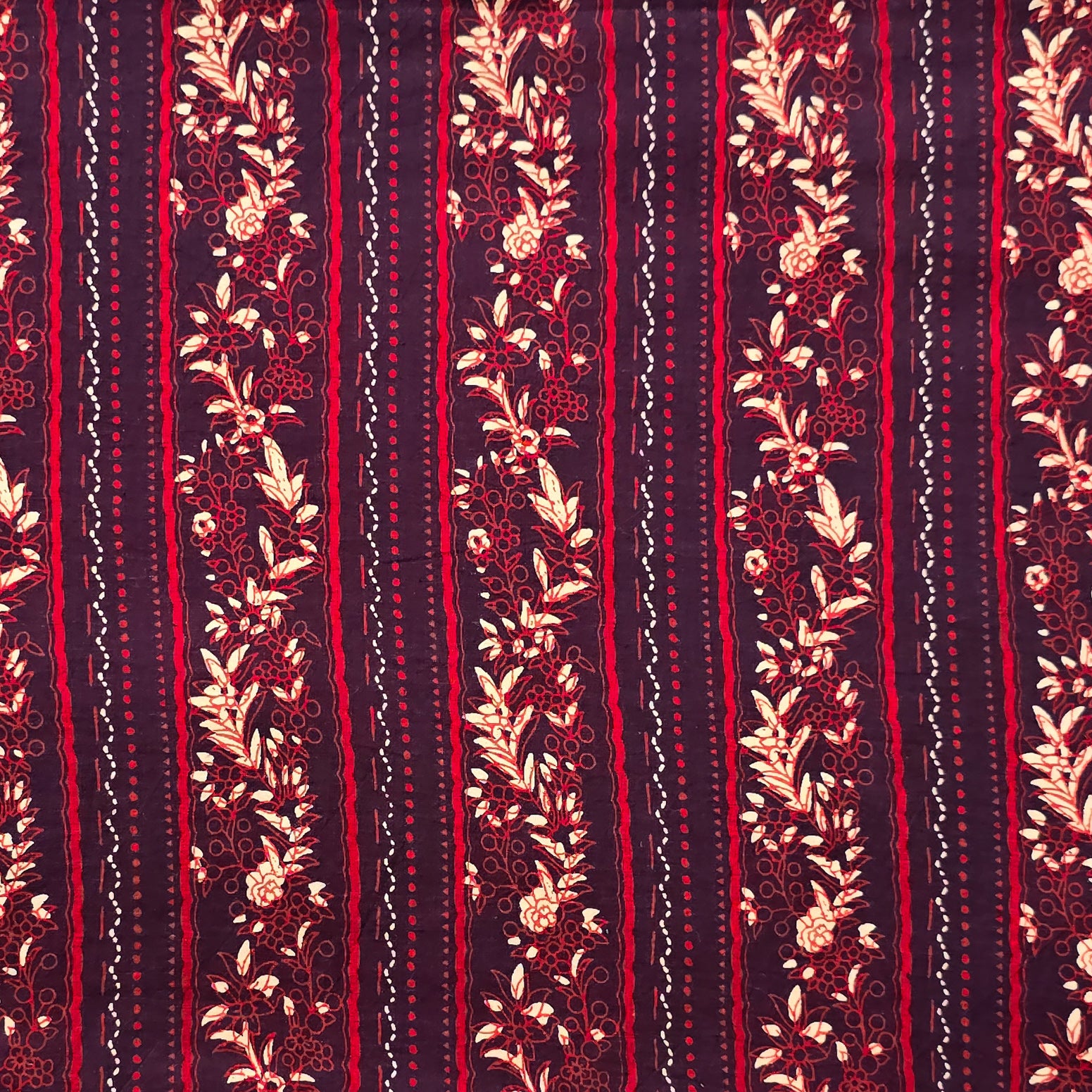 Pure Cotton Dabu Purple With Red border design Hand Block Print Fabric ...