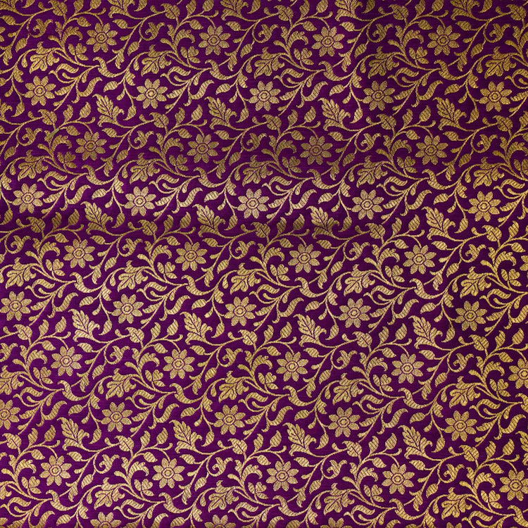 Banarasi Brocade Purple With Gold Zari All Over Tiny Flower Jaal Woven ...