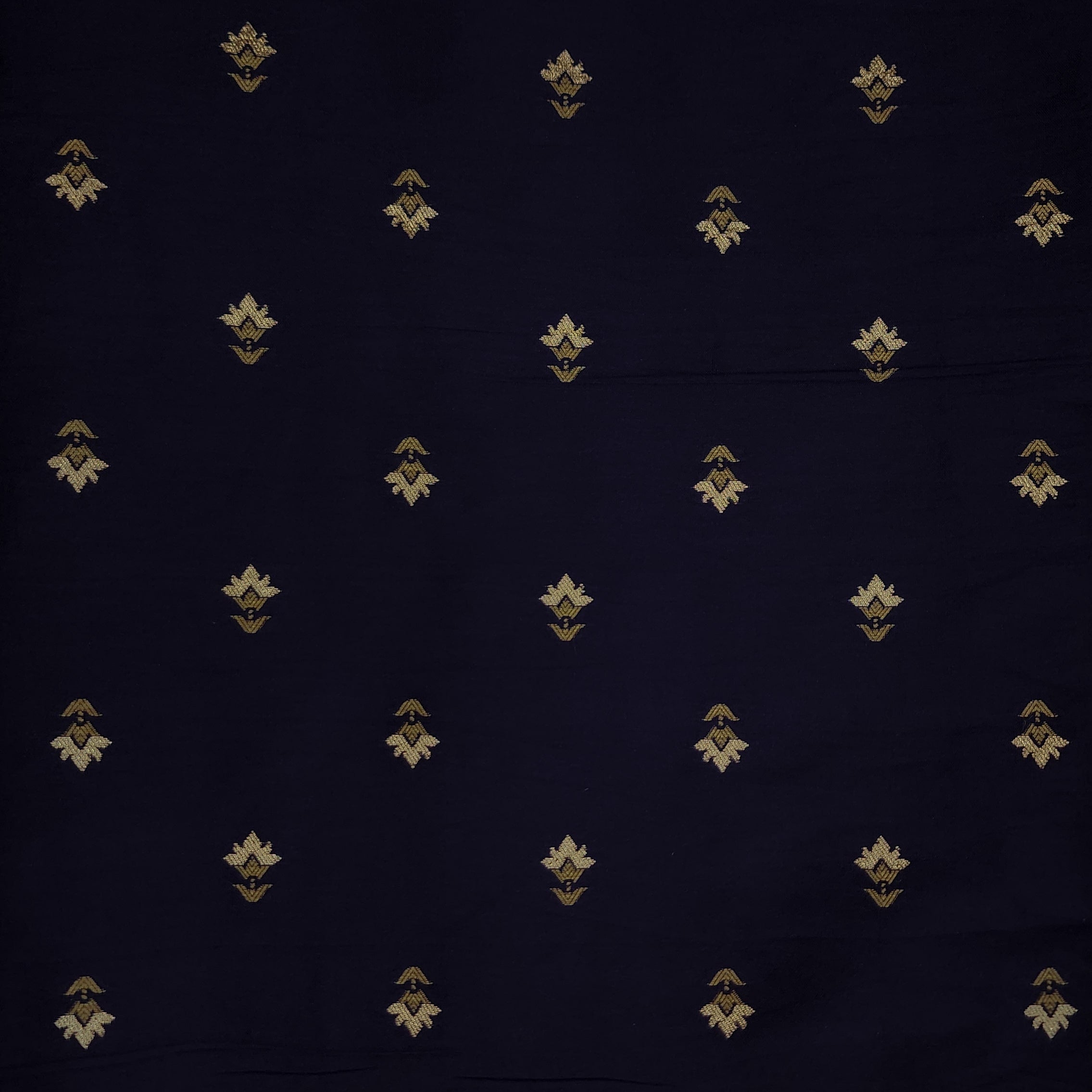 Brocade Navy Blue With Tiny Motifs Woven Fabric – Sanskruti