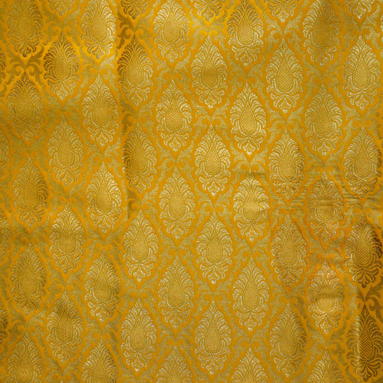 Brocade Yellow With Beautiful All Over Zari Weaves Woven Fabric – Sanskruti