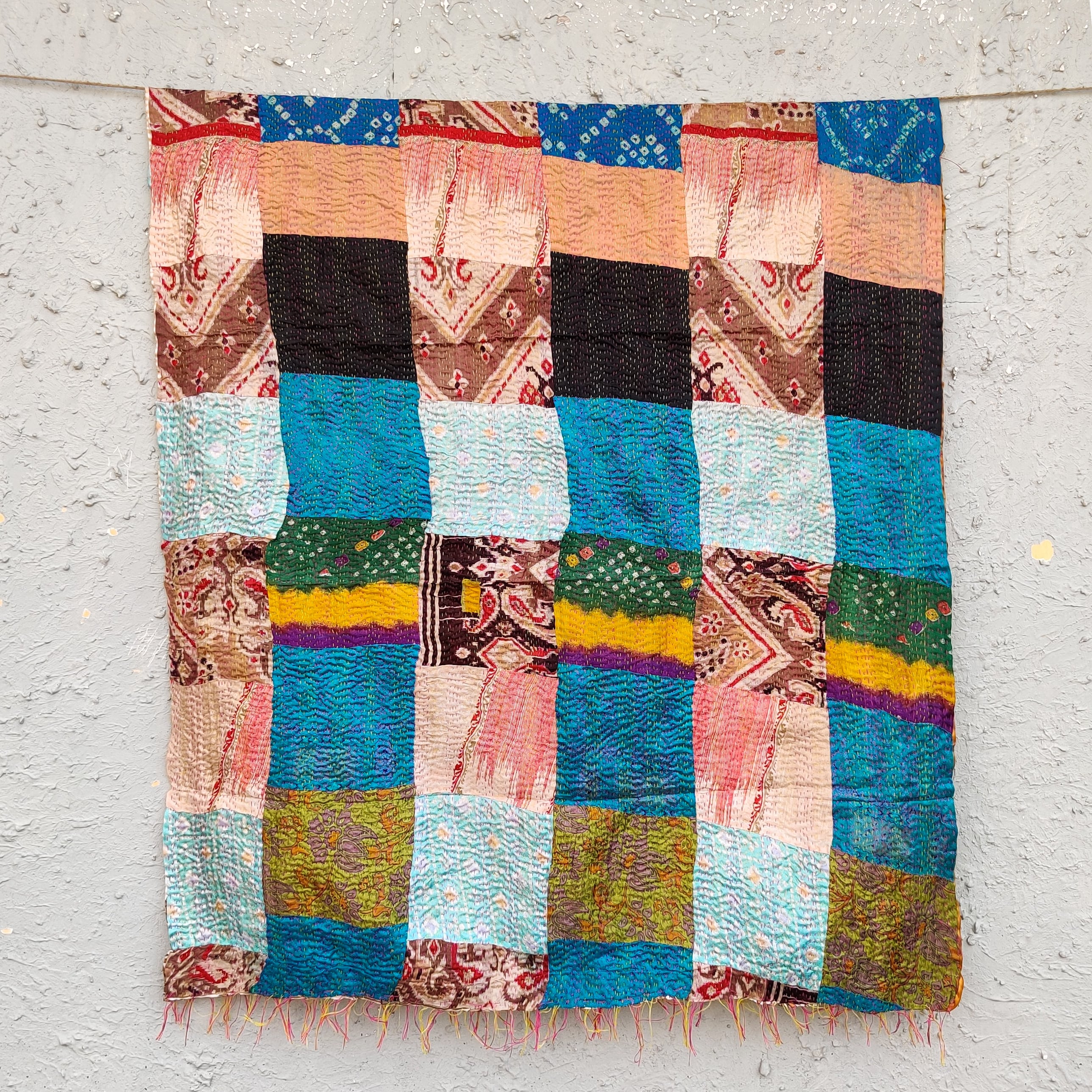 GUDRI - Purely Handmade Reversible Silk Gudri Work Dupatta Shades Of B ...