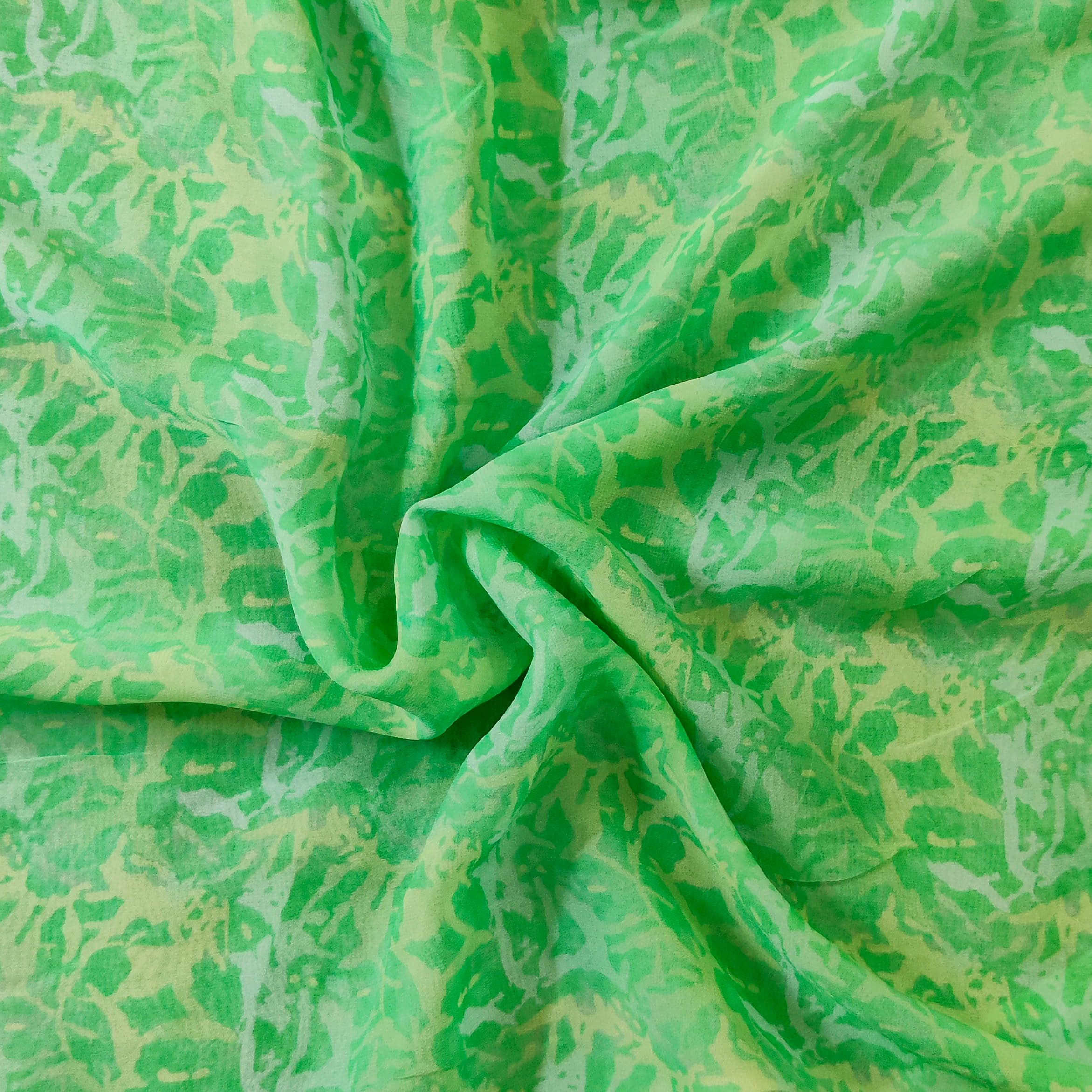 Georgette Green Abstract Fabric – Sanskruti