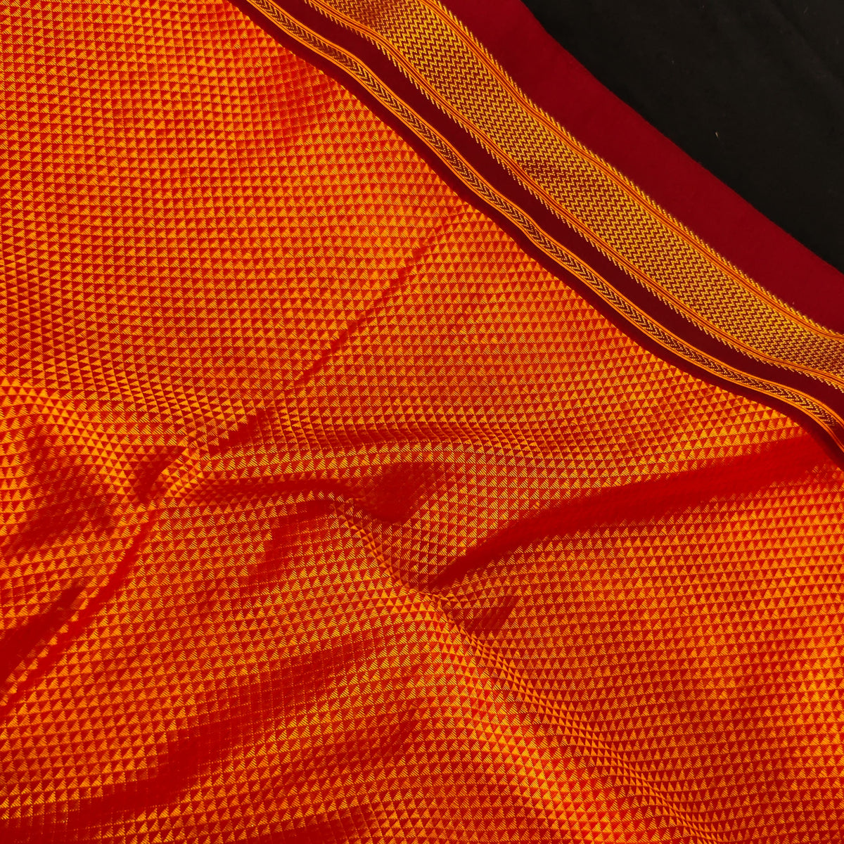Orange Yellow Dual Shade Traditional Maharashtrian Khan Cotton Silk Fa ...