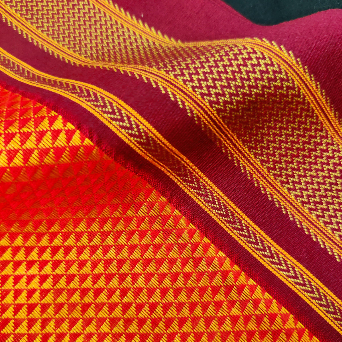 Orange Yellow Dual Shade Traditional Maharashtrian Khan Cotton Silk Fa ...