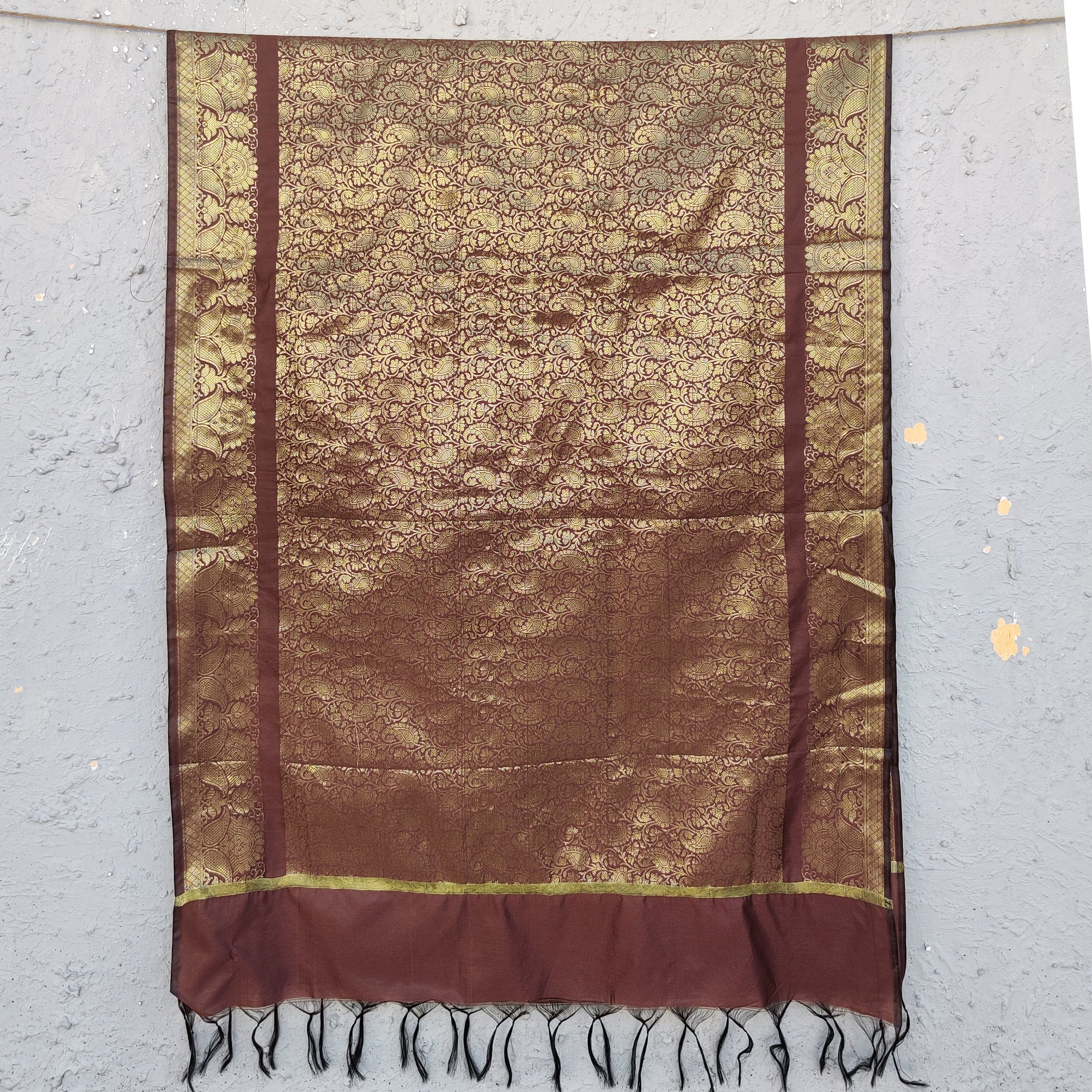 PIYU - Banarasi Kathan Jacquard Dupatta Brown – Sanskruti
