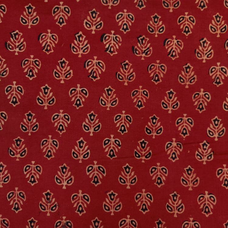 Pre-Cut 1.40 Meters Pure Cotton Vegetable Dyed Ajrak Rust With Cream B – Sanskruti
