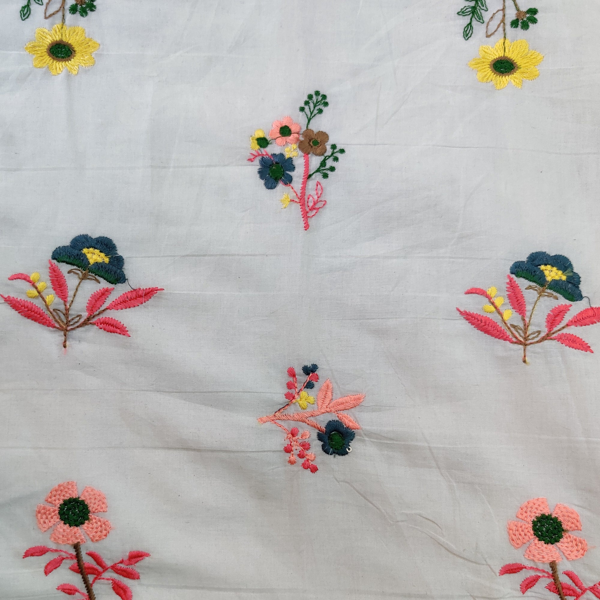 Pre-Cut 1.5 Meters Pure Cotton Pastel With Multi Colour Multi Motif Fl ...